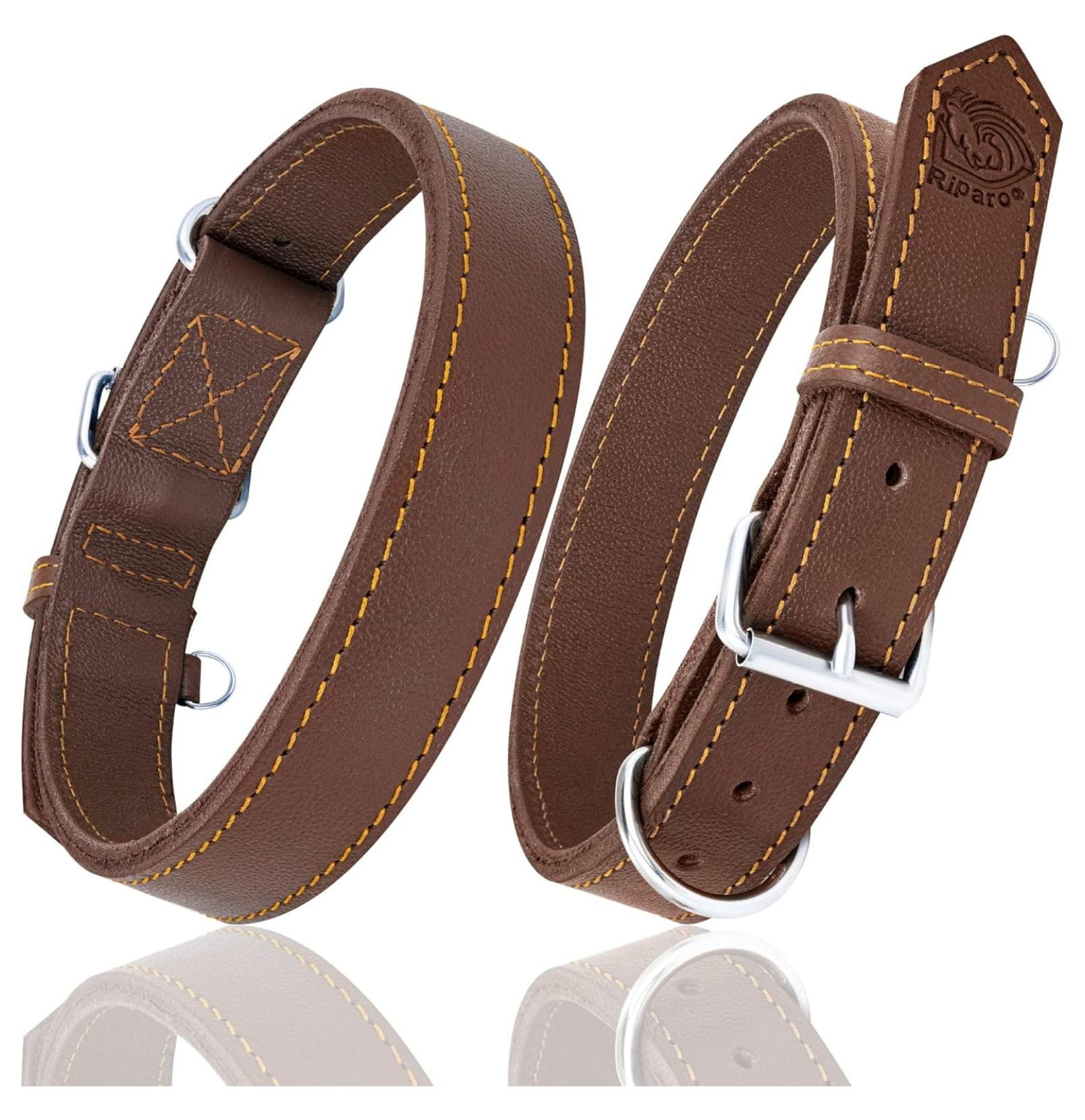 Jadona Riparo Dog Collar - Genuine Leather Dog Collars - Adjustable Dog ...