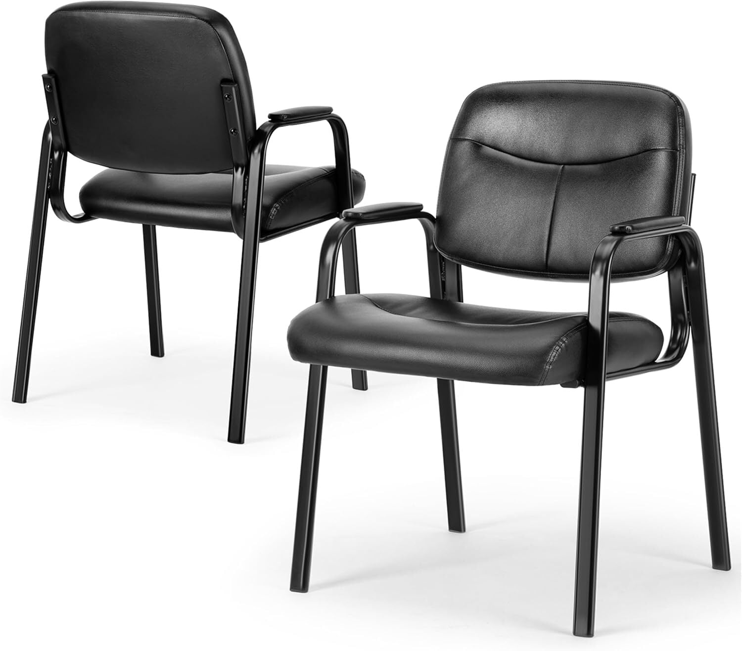 Jadona Waiting Room Leather Guest Chairs with Padded Arms, Comfy ...