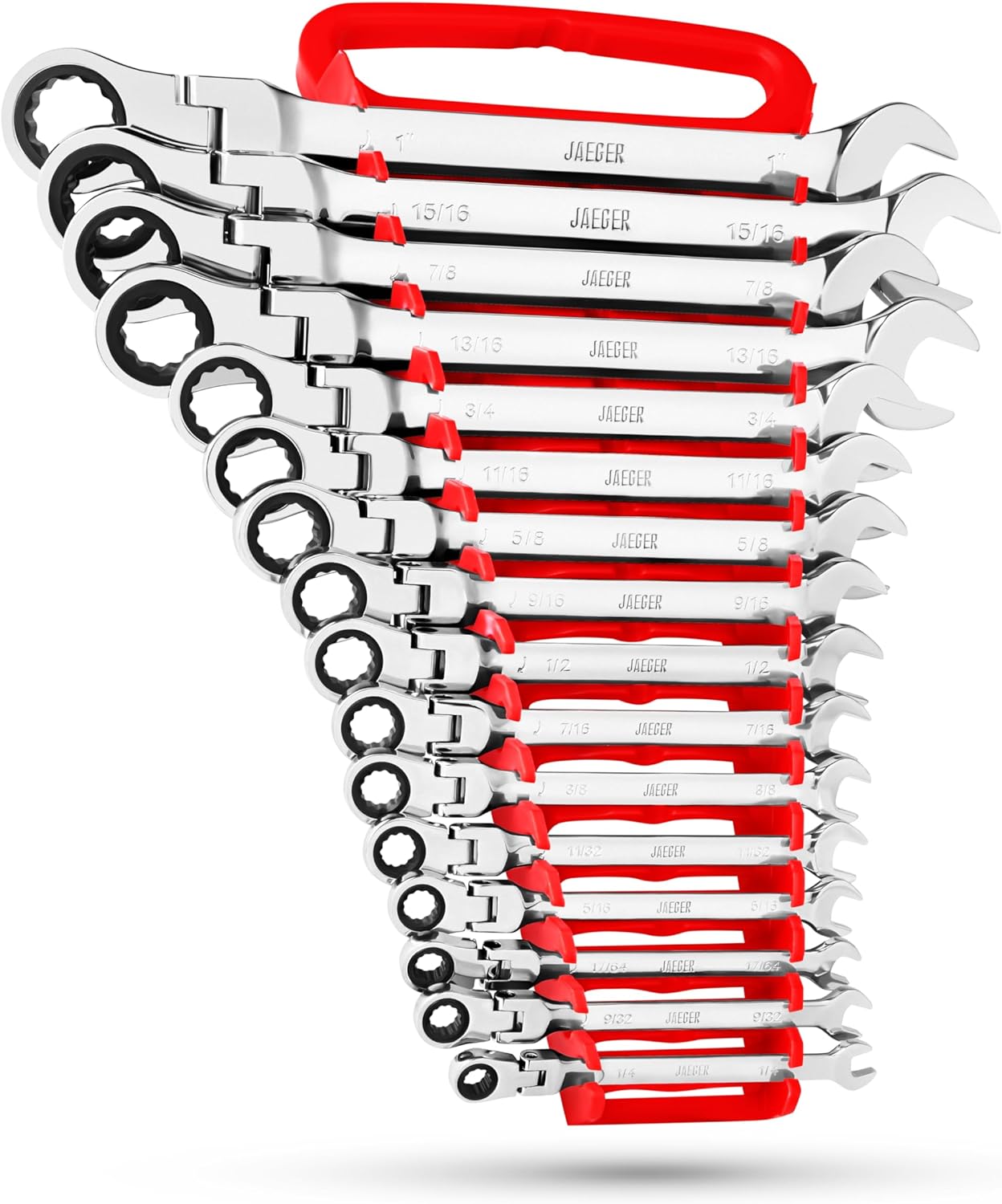 Jaeger 16pc IN/SAE Flex Head TIGHTSPOT Ratcheting Combination Wrench ...