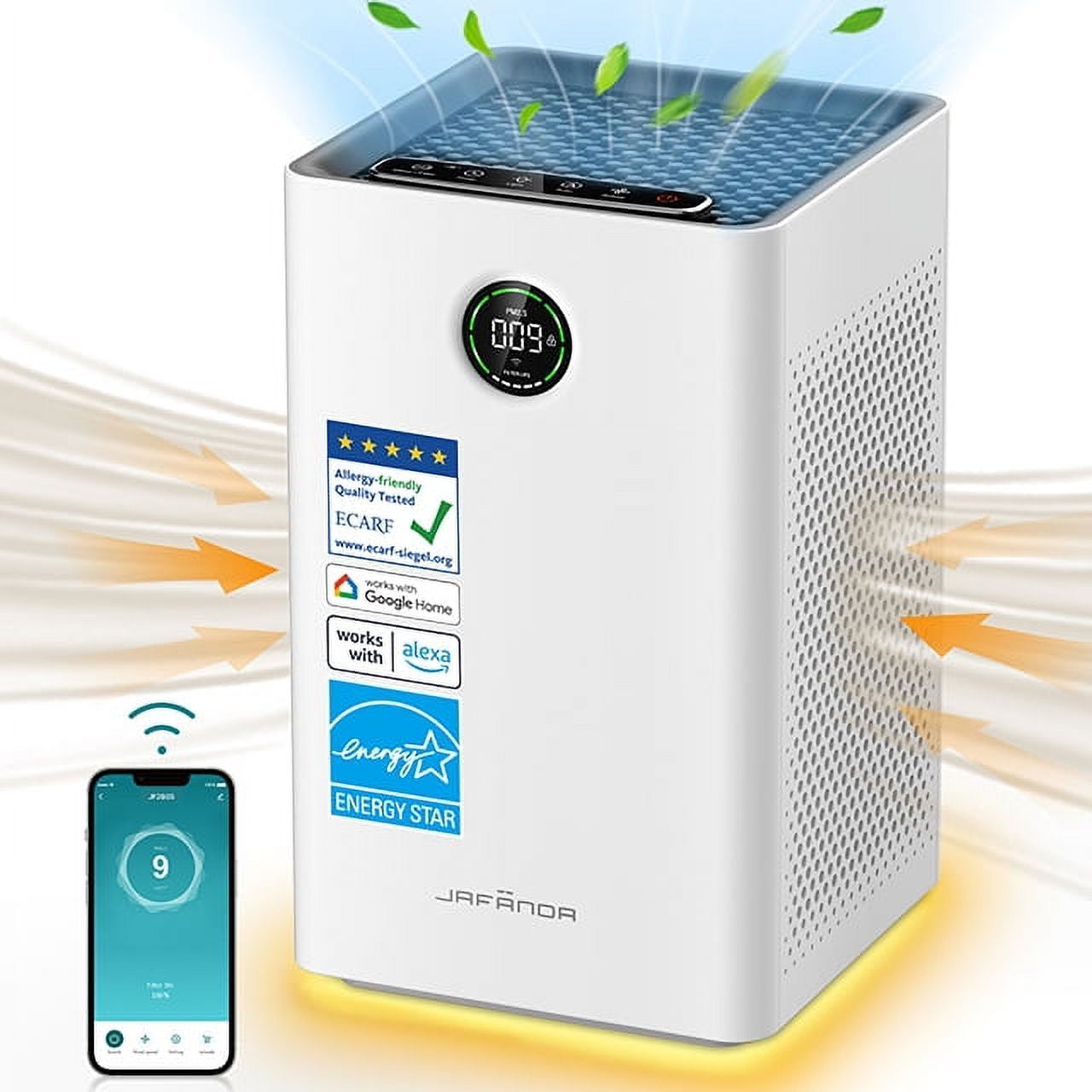 Jafanda Air Purifier for Home Large Room, True HEPA 13 Filter Air ...
