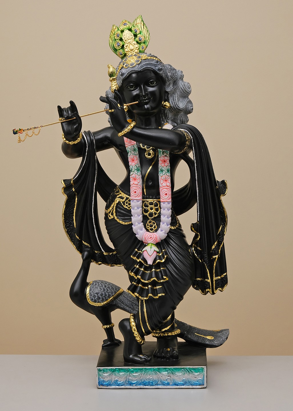 Jaga-Mohan Krishna as the Enchanter of the Universe, Large Black Marble ...