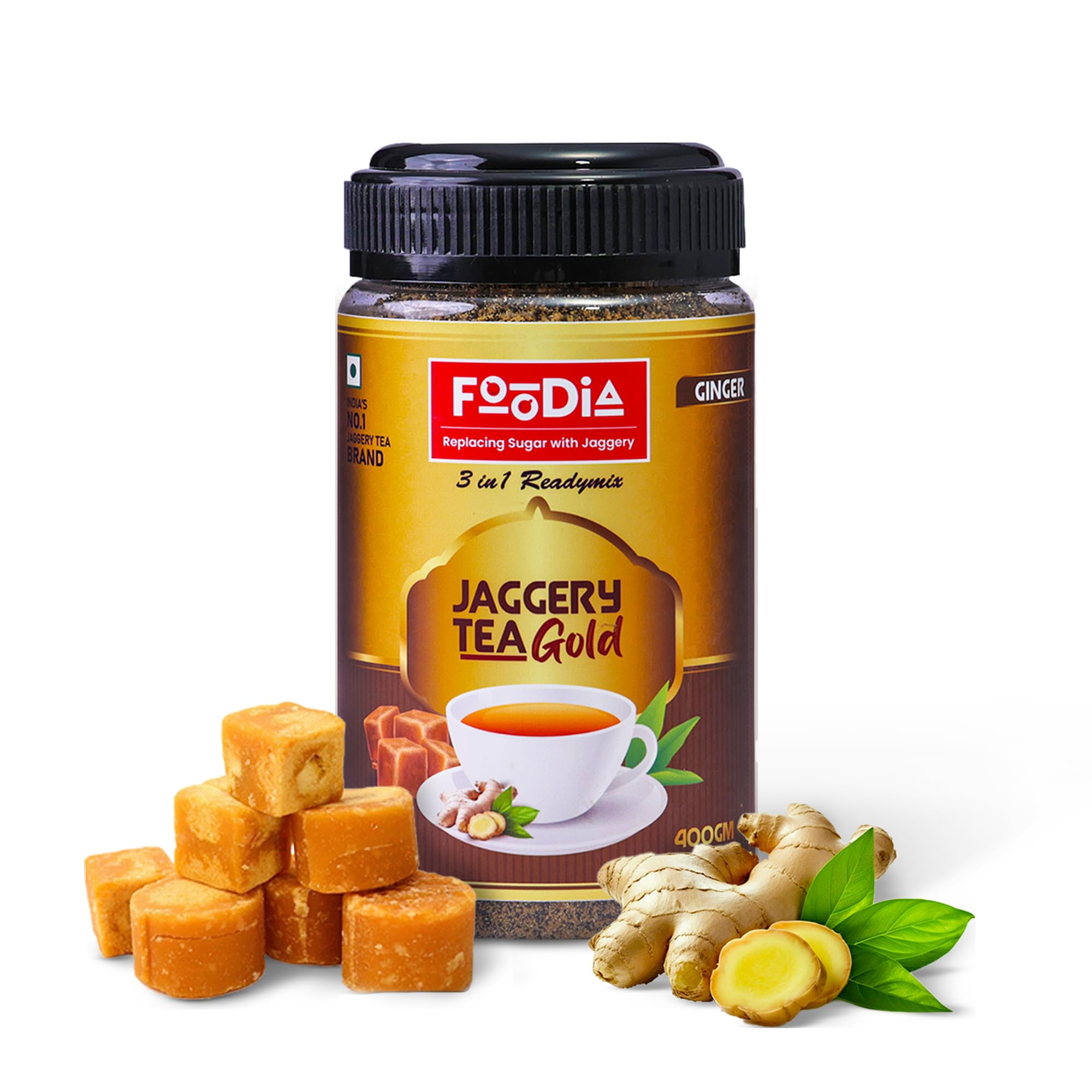Jaggery Ginger Tea Gold | Readymix Tea Powder with Jaggery Powder ...