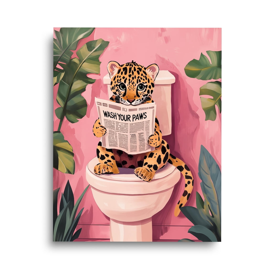 Jaguar Cub Print, Bathroom Wall Art, Quirky Animal Poster, Cute ...