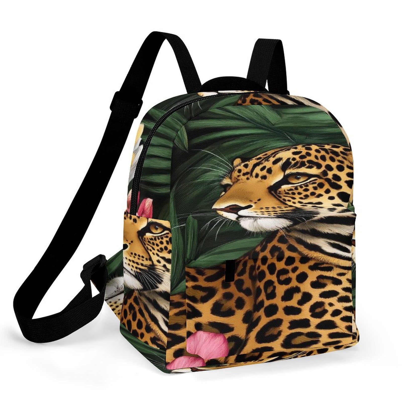 Jaguar Lush Tropical Paradise Flowers Small Backpack Cute Mini ...