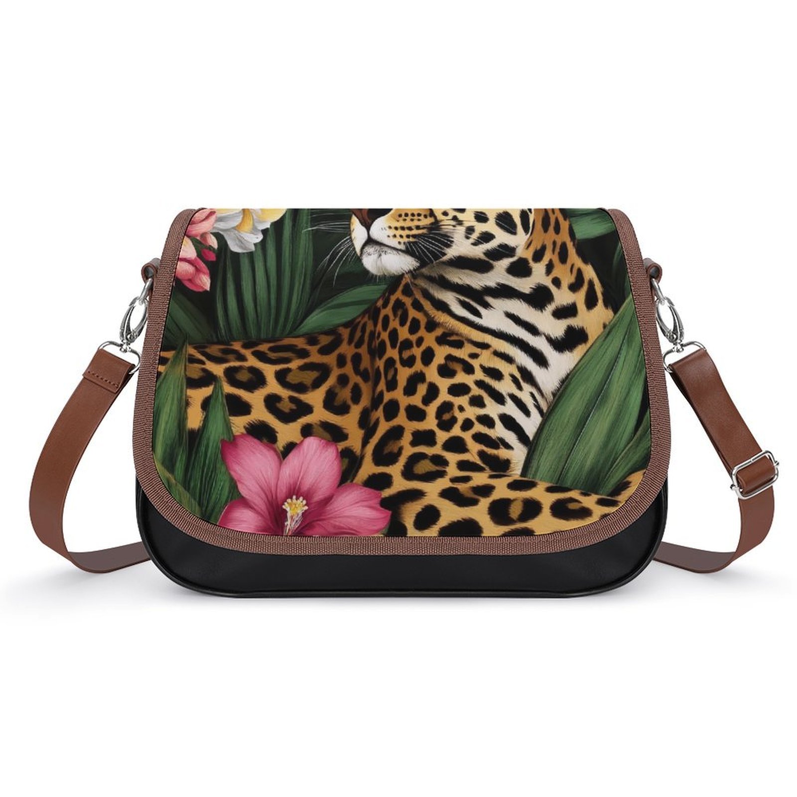 Jaguar Lush Tropical Paradise Flowers Vintage Crossbody Bag For Women ...