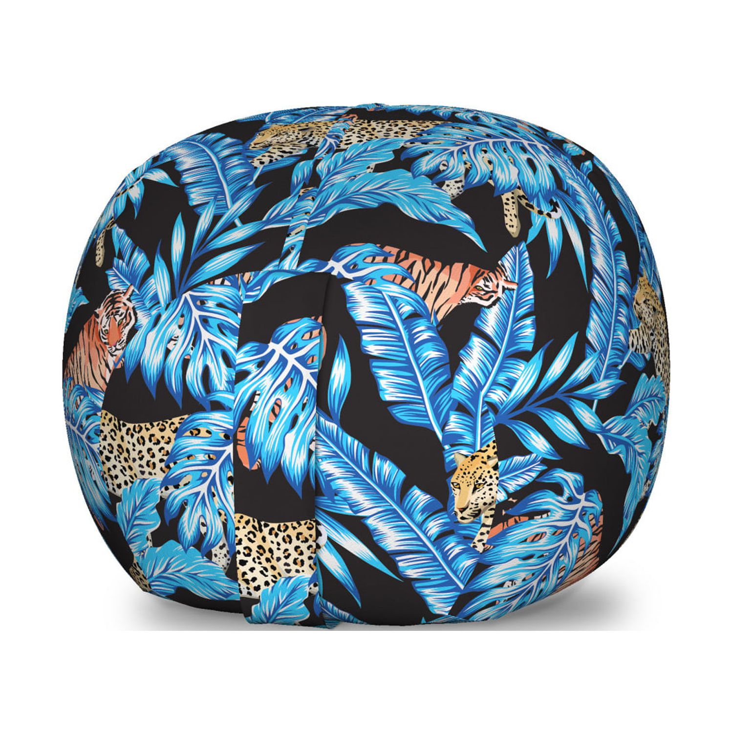 Jaguar Storage Toy Bag Chair, Animals with Blue Tropical Leaves ...