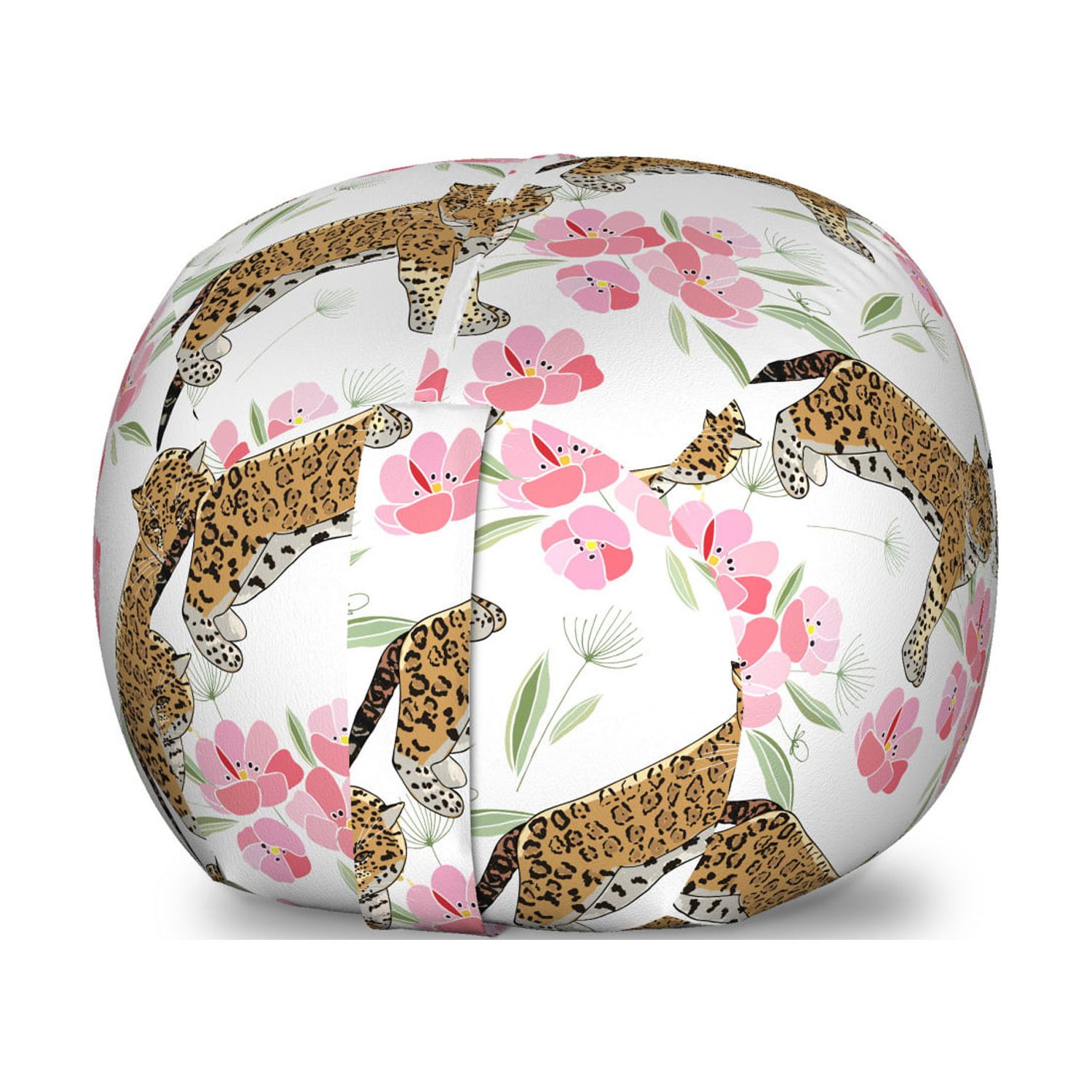 Jaguar Storage Toy Bag Chair, Retro Flowers and Jaguars Blossoming ...