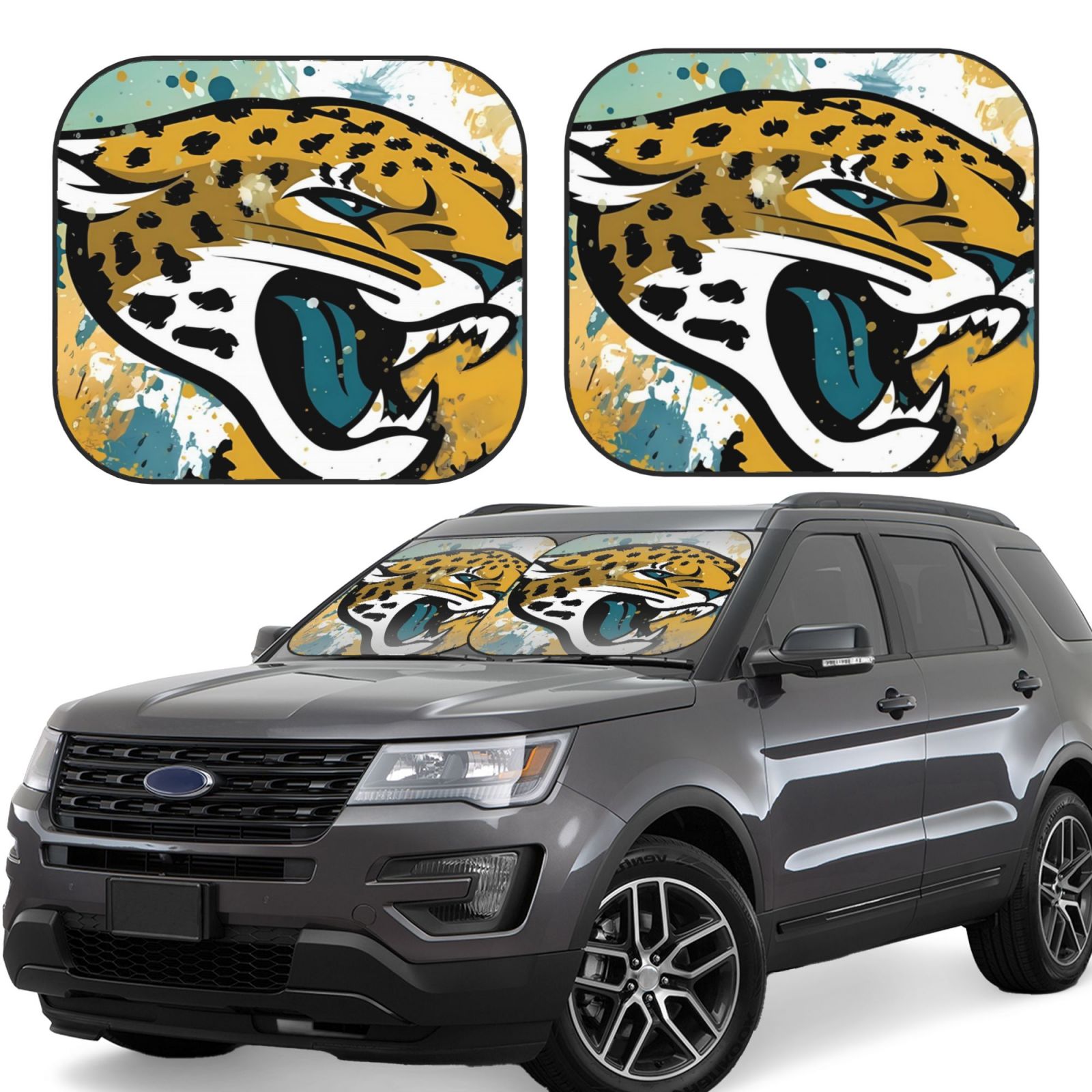 Jaguars Foldable Car Sun Shade Football Team Car Windshield Sun Shade 2 ...