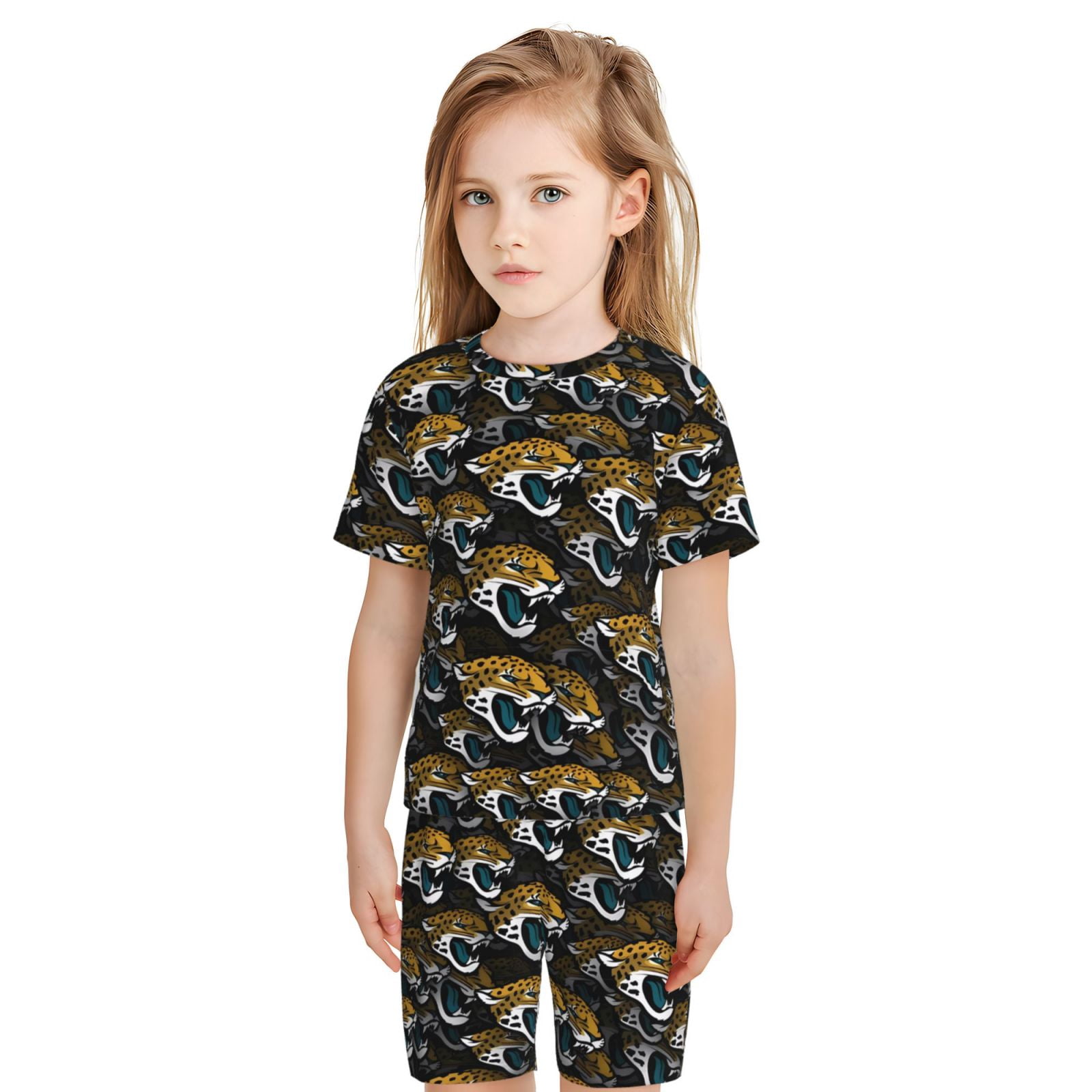 Jaguars Kids Girl Boys 2-Piece Cozy Pajamas Short Sleeve Cool Summer PJ ...