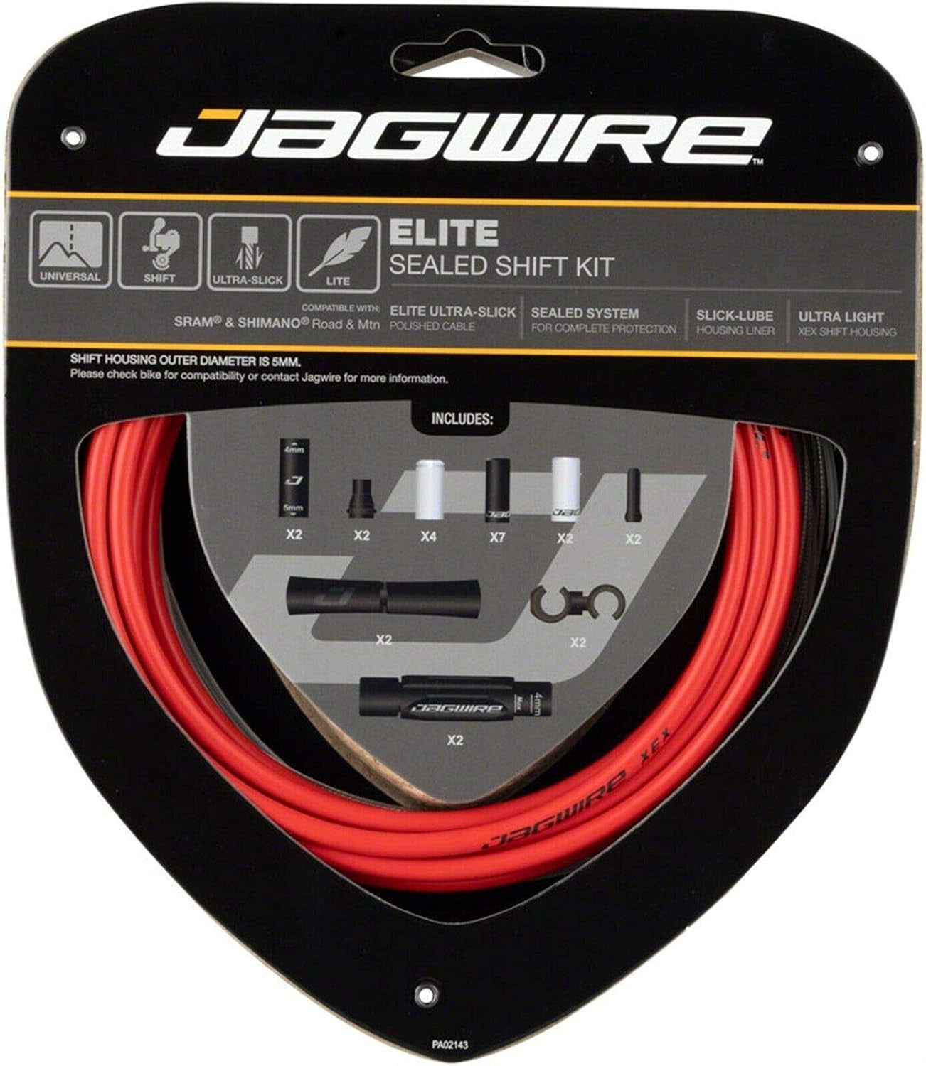 Jagwire Elite Sealed Shift/Gear Cable Kit (x2 Cables) - Red - Walmart.com