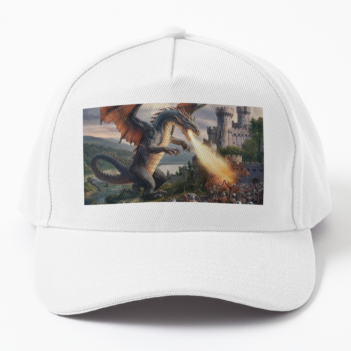 Jahat A Medieval Titan Dragon Attacking A Castle Cap Hats For Men, Gift ...