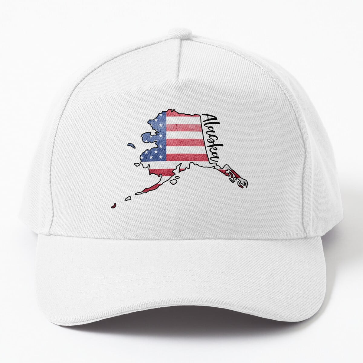 Jahat Alaska State Outline With Patriotic Usa American Flag Cap ...