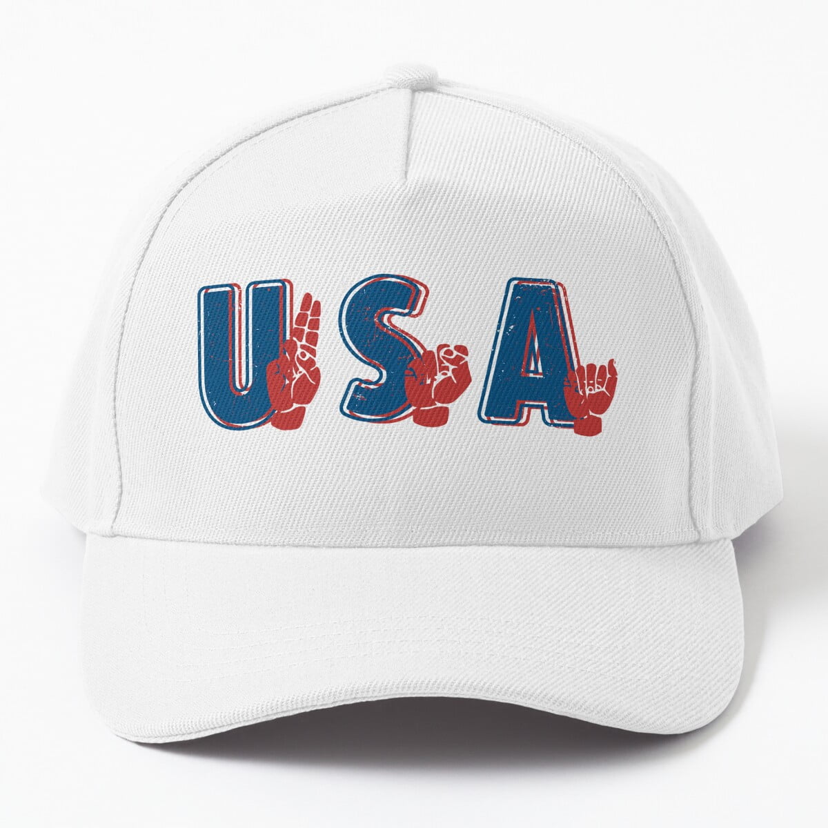 Jahat Asl American Sign Language Usa Red And Blue Block Letters Cap ...