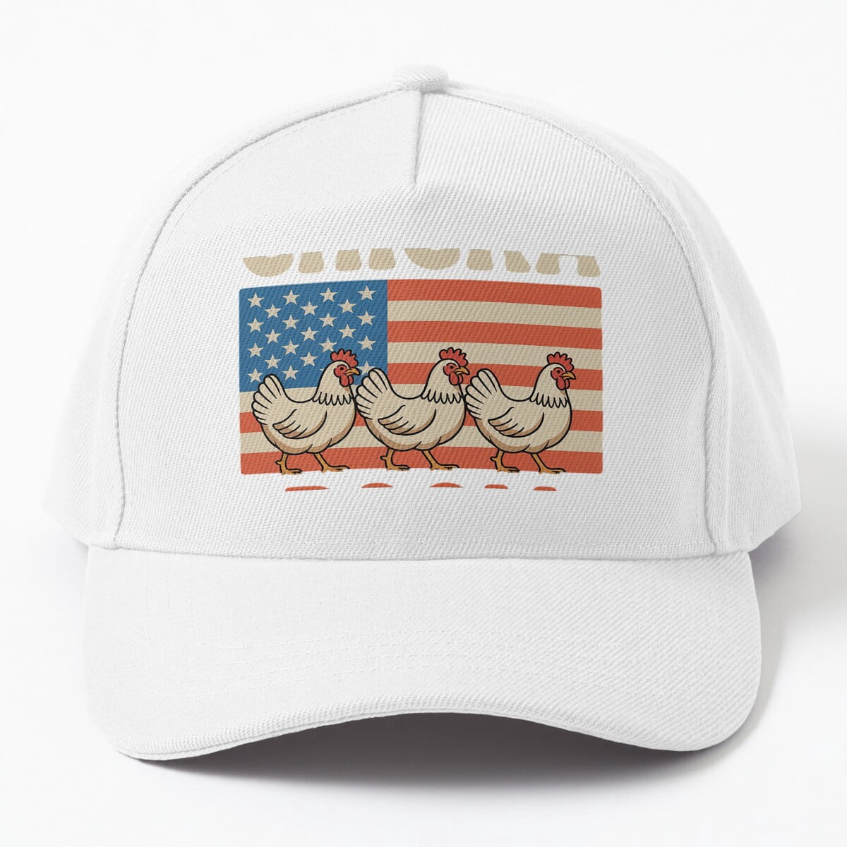 Jahat Chicka Boom Boom Cute Chicken Us Flag 4Th Of July Cap Baseball ...