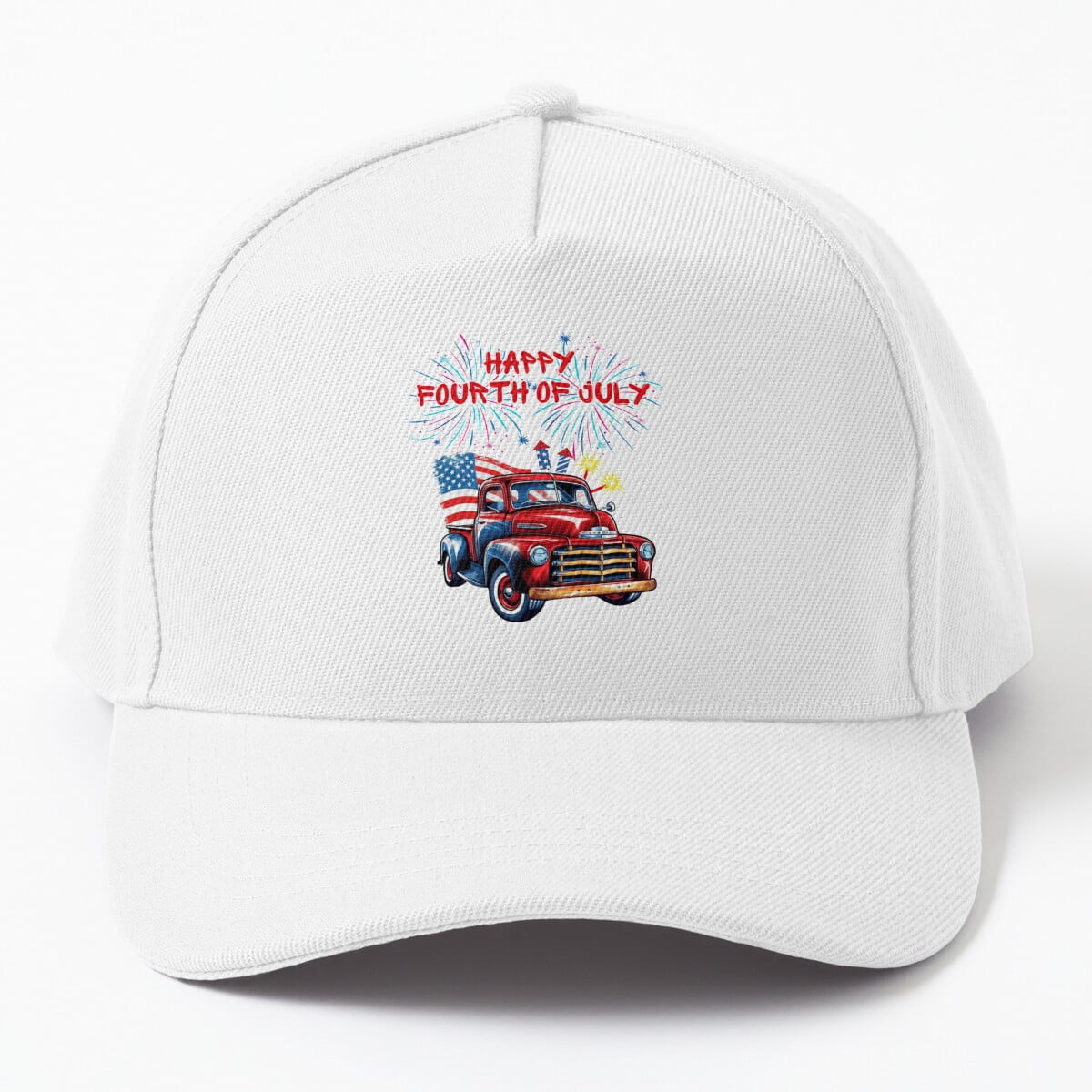 Jahat Happy Fourth Of July Fireworks Truck Cap Hats For Men, Gift For ...