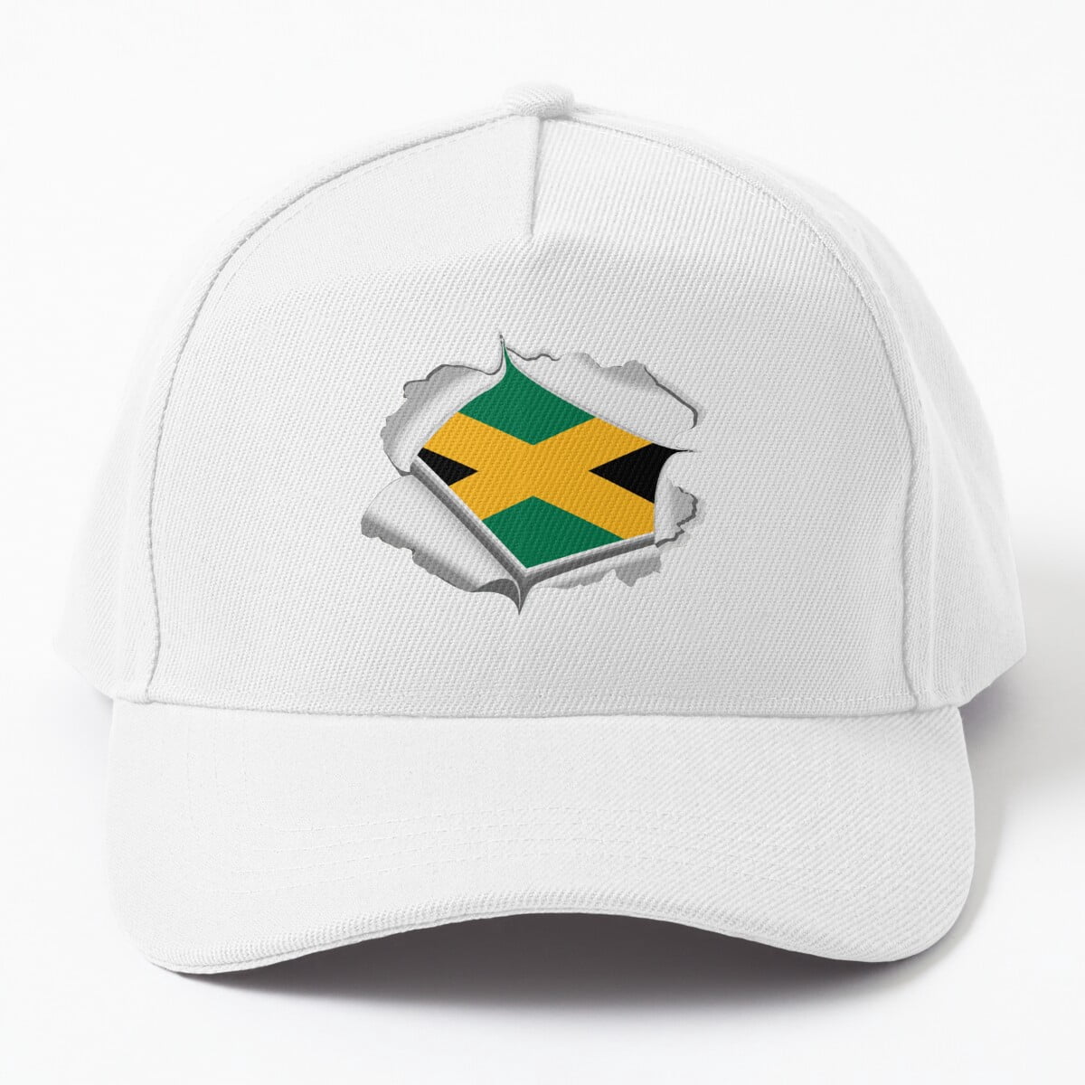 Jahat Jamaica Flag Behind Torn Paper Cap Baseball Cap, Hats For Men ...