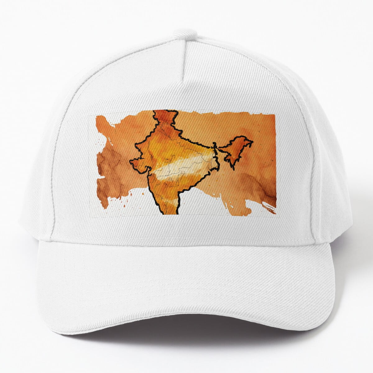 Jahat Orange Indian Map Watercolour Cap Baseball Cap, Hats For Men ...