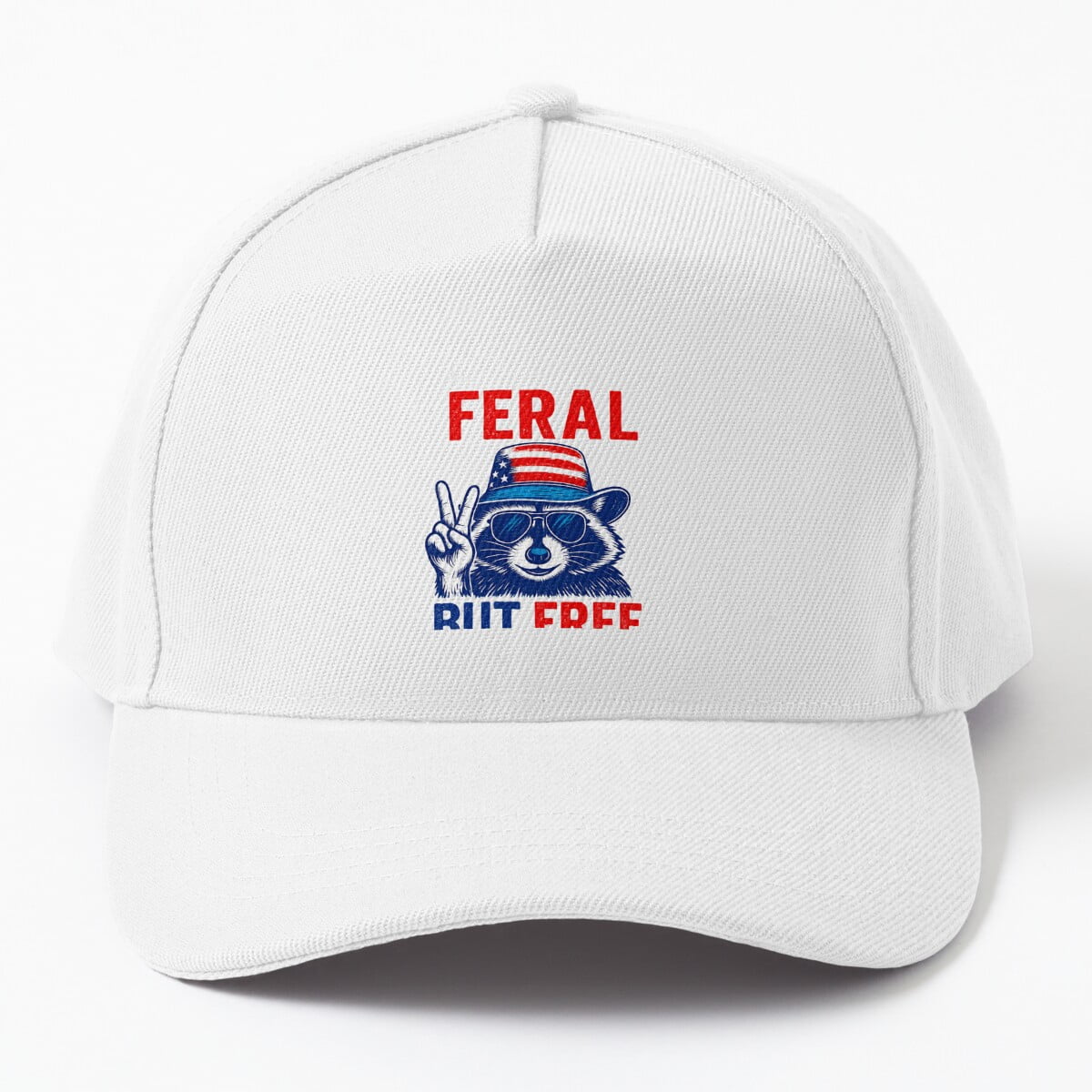 Jahat Racoon Face In Hat Us Flag Colors Feral But Free 4Th Of July Cap ...