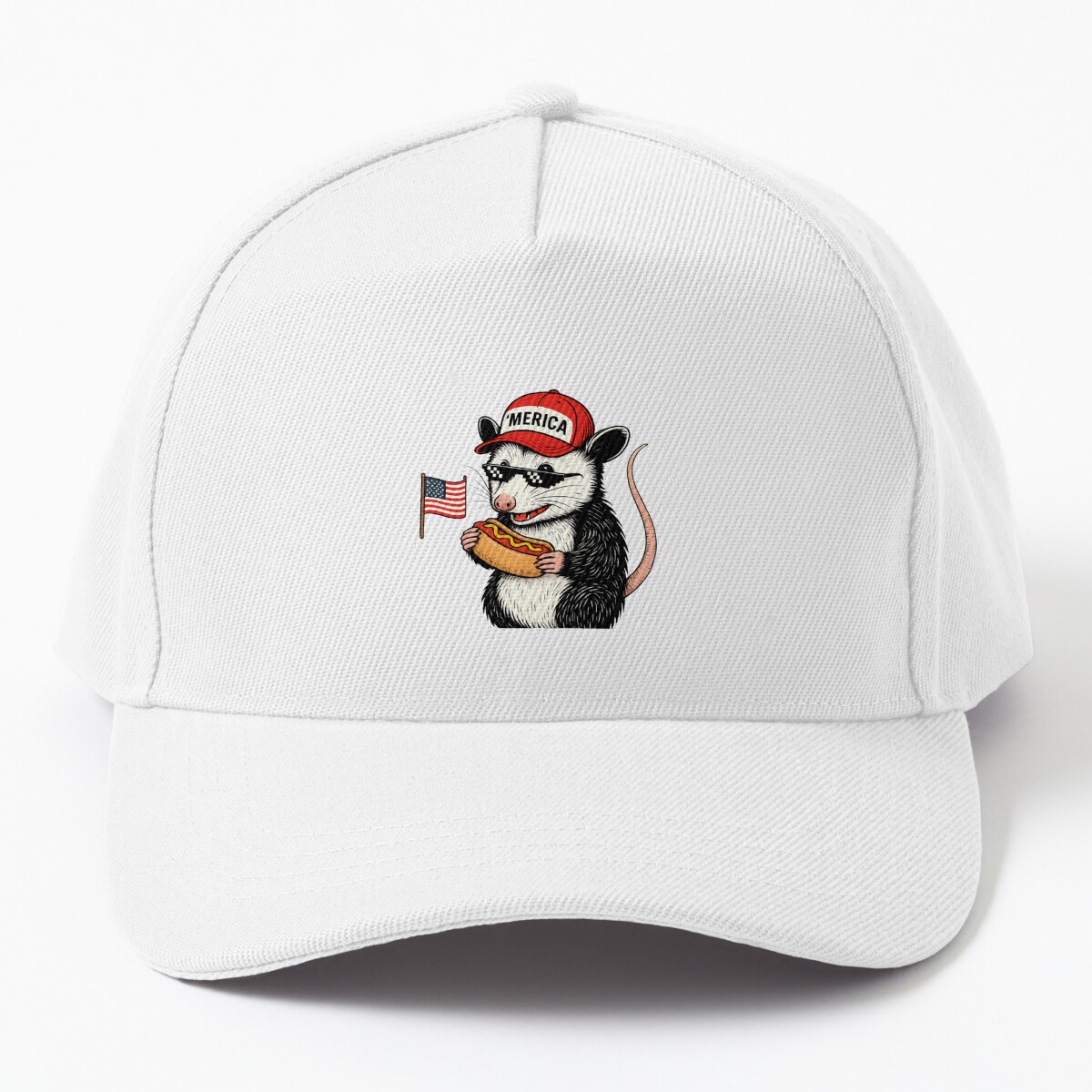 Jahat Red White And Feral Funny Possum 4Th Of July Patriotic Cap ...