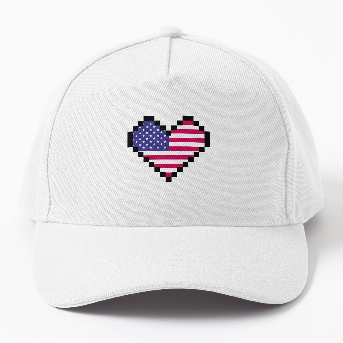 Jahat Usa Flag Heart Pixel Art For 4Th Of July Cap Baseball Cap, Hats ...