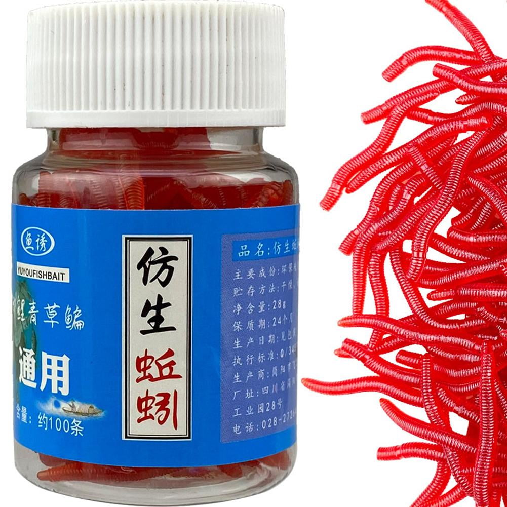 Jahhsay Fishing Lures 100PCS Bionic Soft Red Worm Maggot LifeLike Grub ...