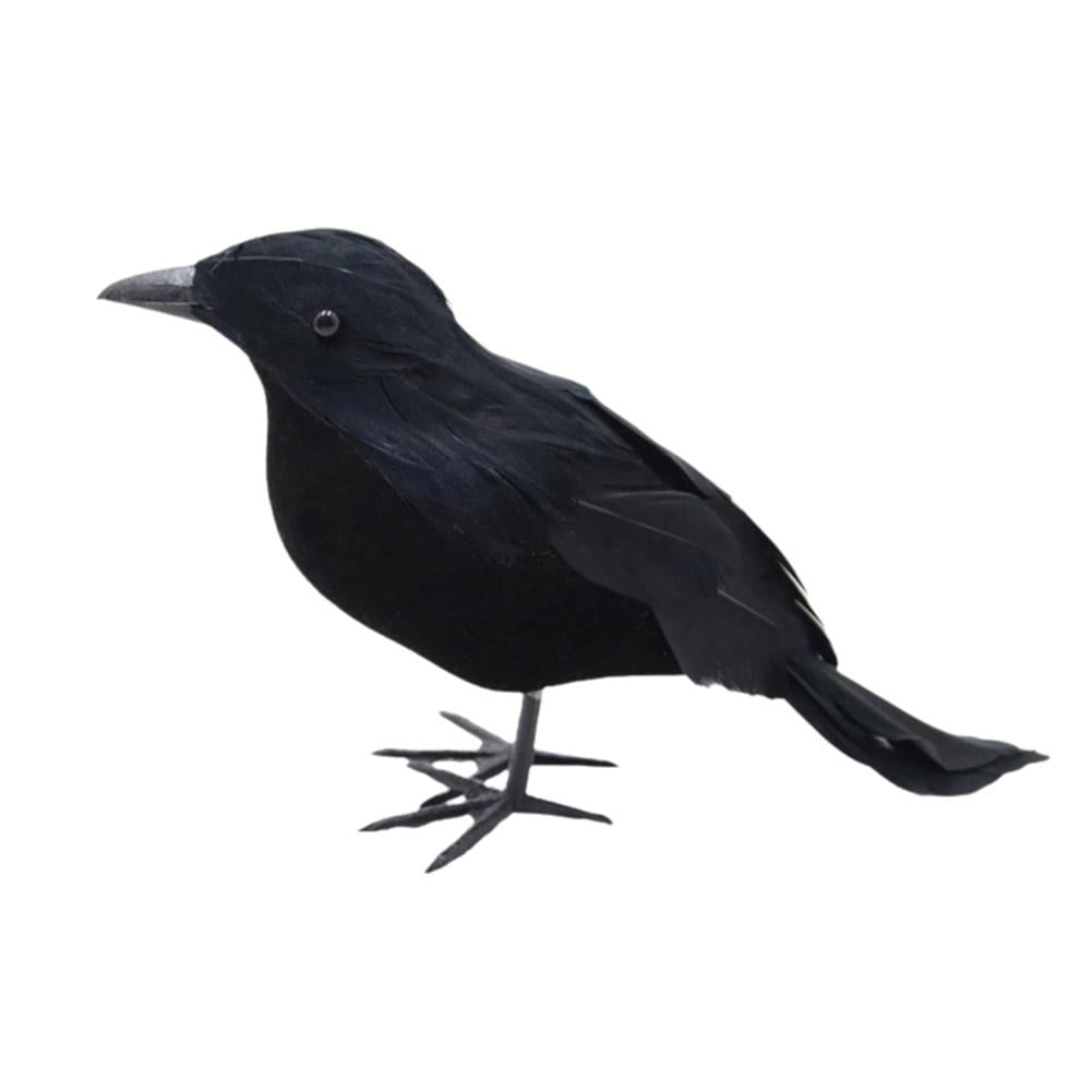 Jahhsay® Halloween Black Feathered Crows,Handmade Realistic Stand Crows ...