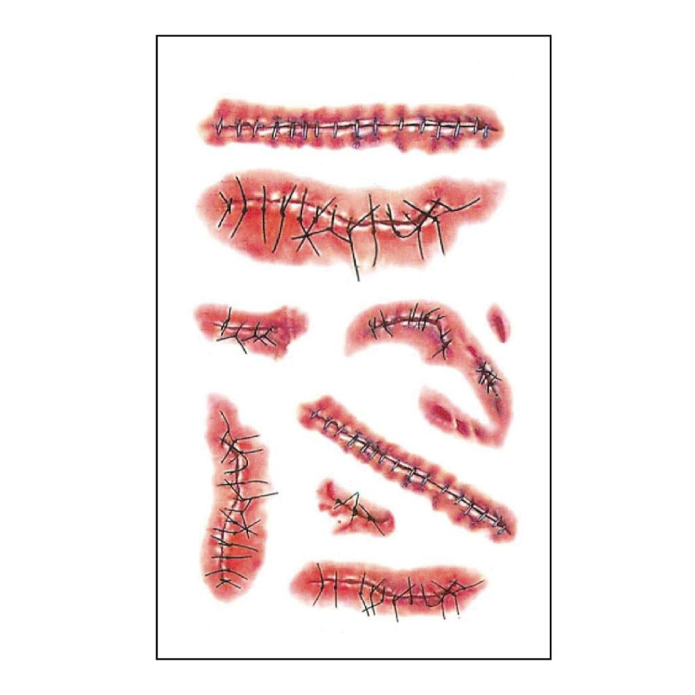 Jahhsay Scar Tattoo Stier Hallown Props Horror Party Fake Tattoo Scary ...