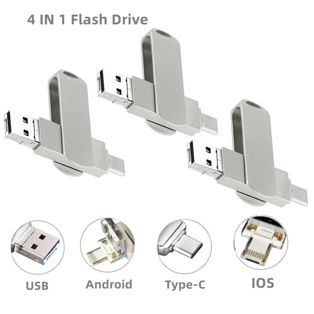 Jahy2Tech 3Pack 64GB USB 3.0 Flash Drive Memory Stick, 4-in-1 for ...