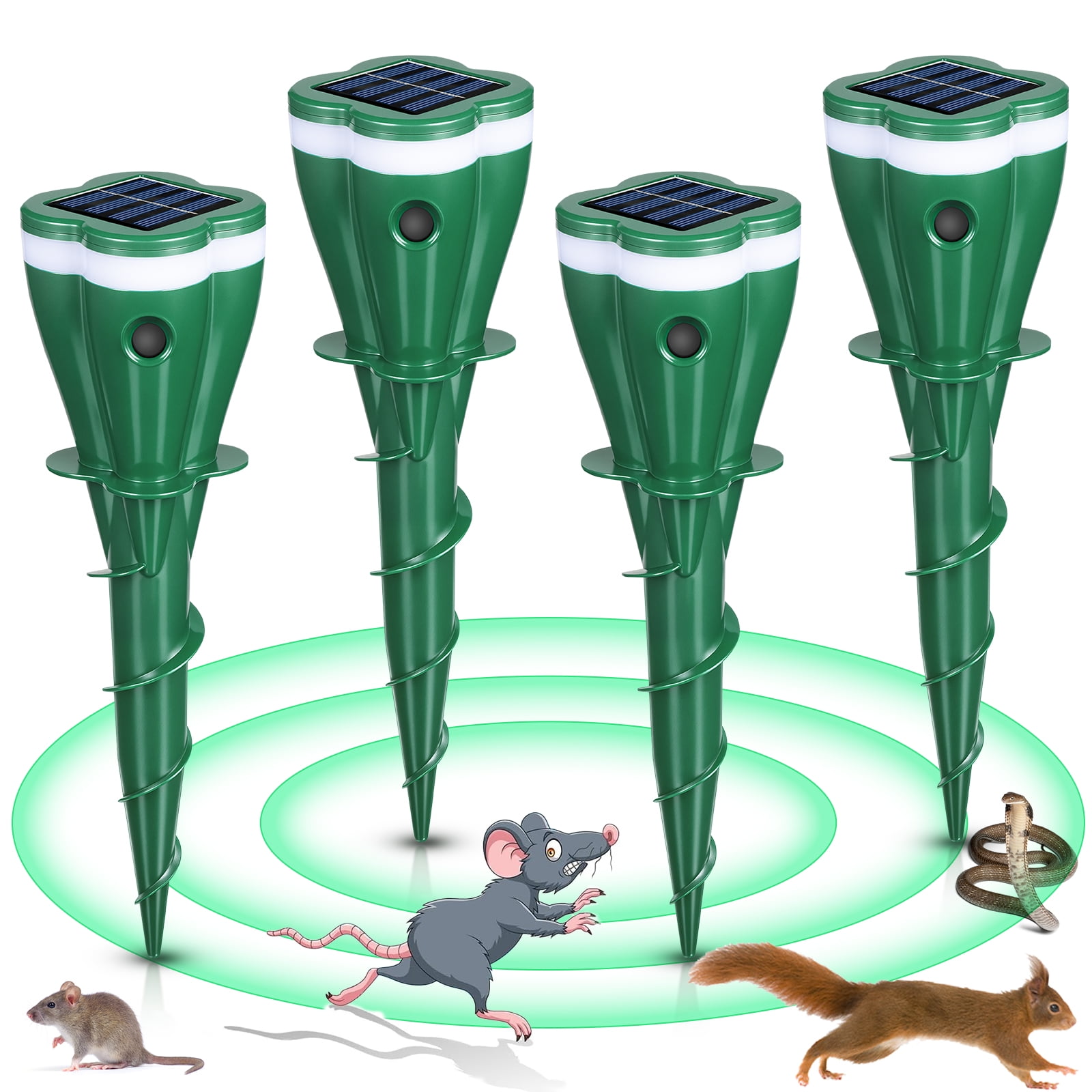 Jahy2Tech 4Pack Solar-Powered Rodent Repellent Ultrasonic ABS Material ...