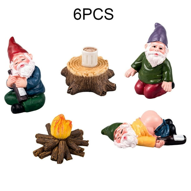 Jahy2Tech 6Pack Fairy Garden Gnomes My Little Friend Drunk Dwarfs ...