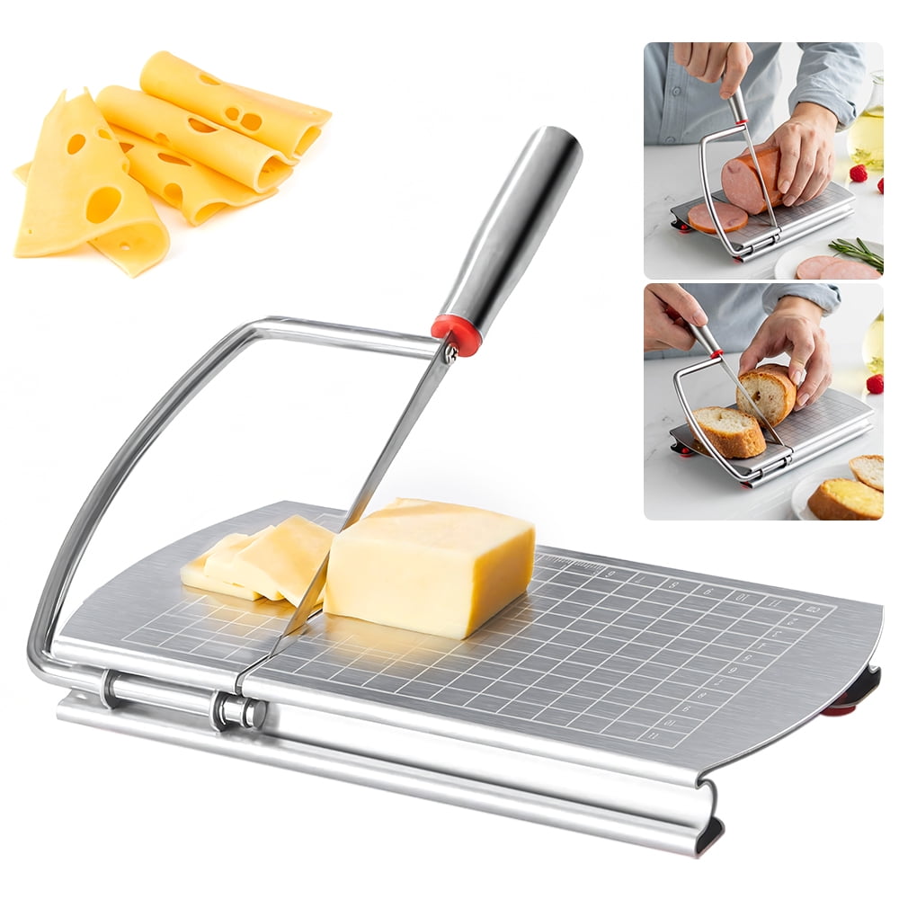 Jahy2Tech Cheese Slicer Cutter, Stainless Steel Cheese Cutter Board ...
