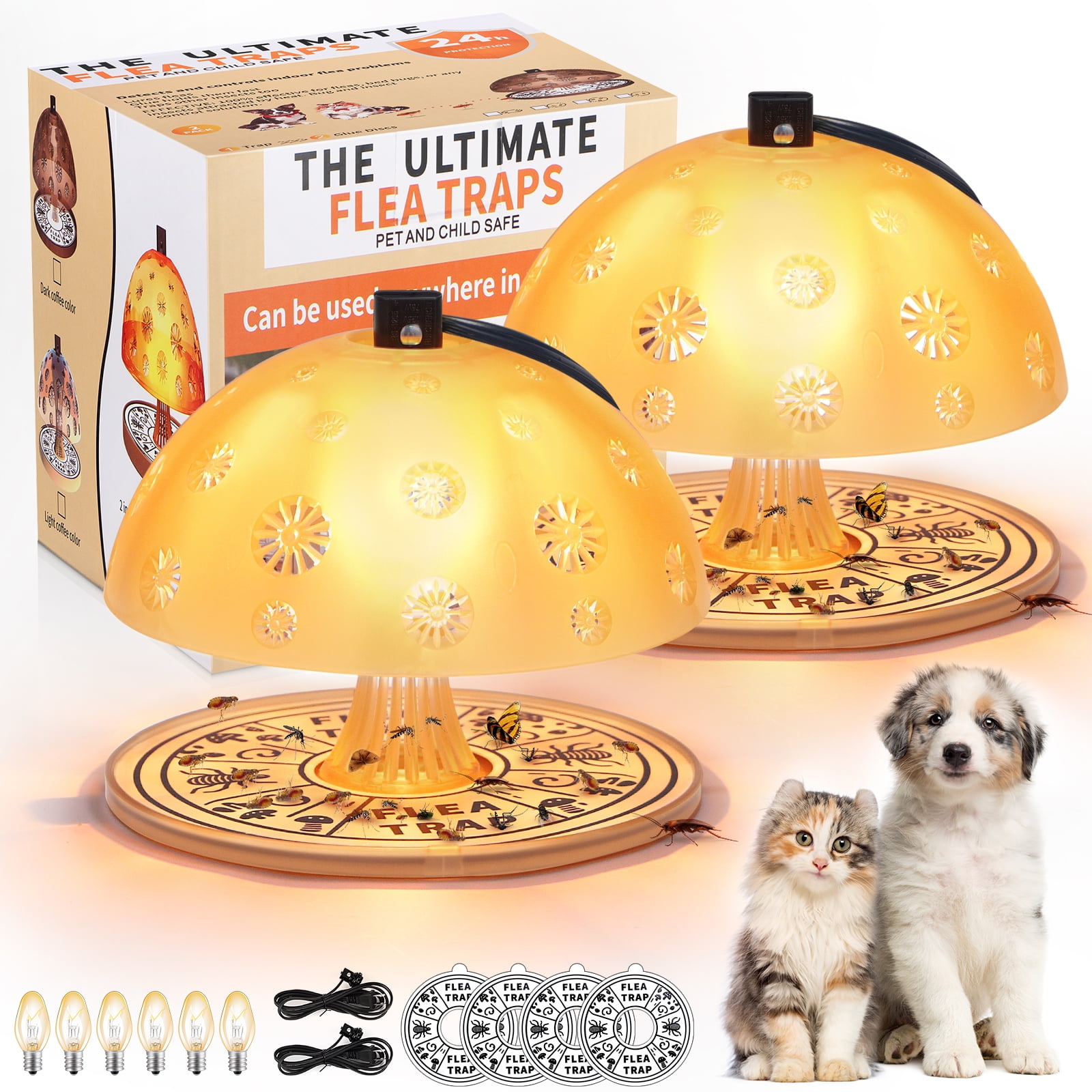 Jahy2Tech Flea Trapper & Catcher Natural Light & Heat Attractant ...