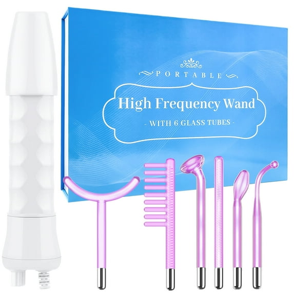 KingFurt Portable High-Frequency Facial Wand, 6-in-1 Skin Toning Device ...