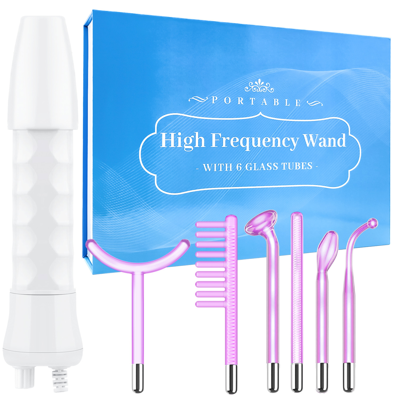 Portable Handheld High Frequency Facial Skin Therapy Wand Machine ...
