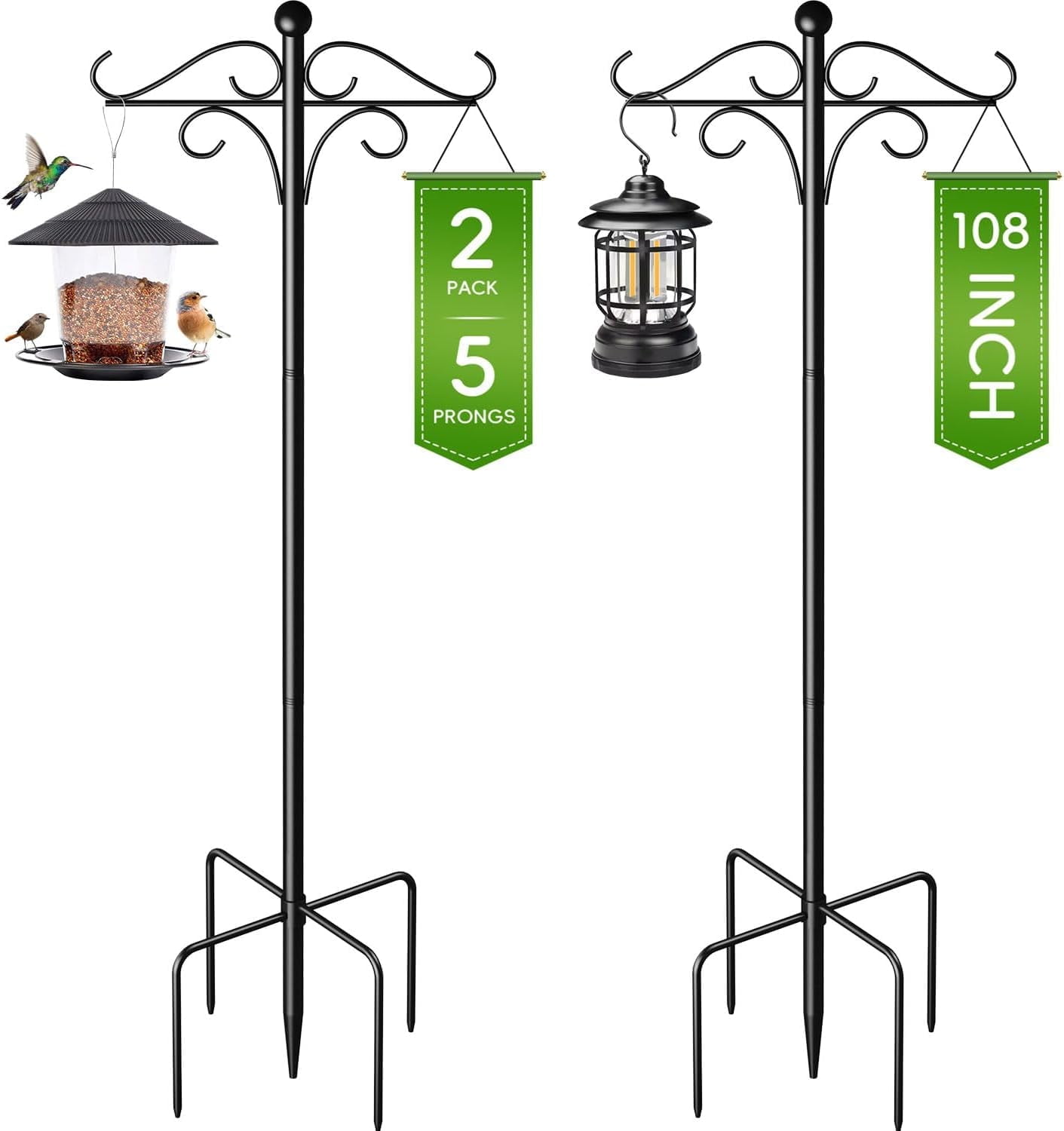 JahyShow 2 Pack Shepherds Hooks for Outdoor,108 Inch Heavy Duty Bird ...
