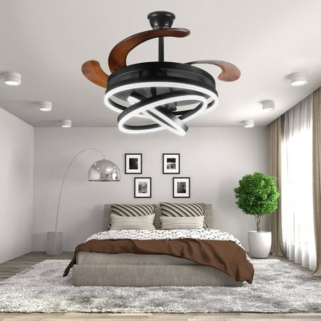 JahyShow 42” Retractable Ceiling Fans with Lights and Remote,Modern LED ...