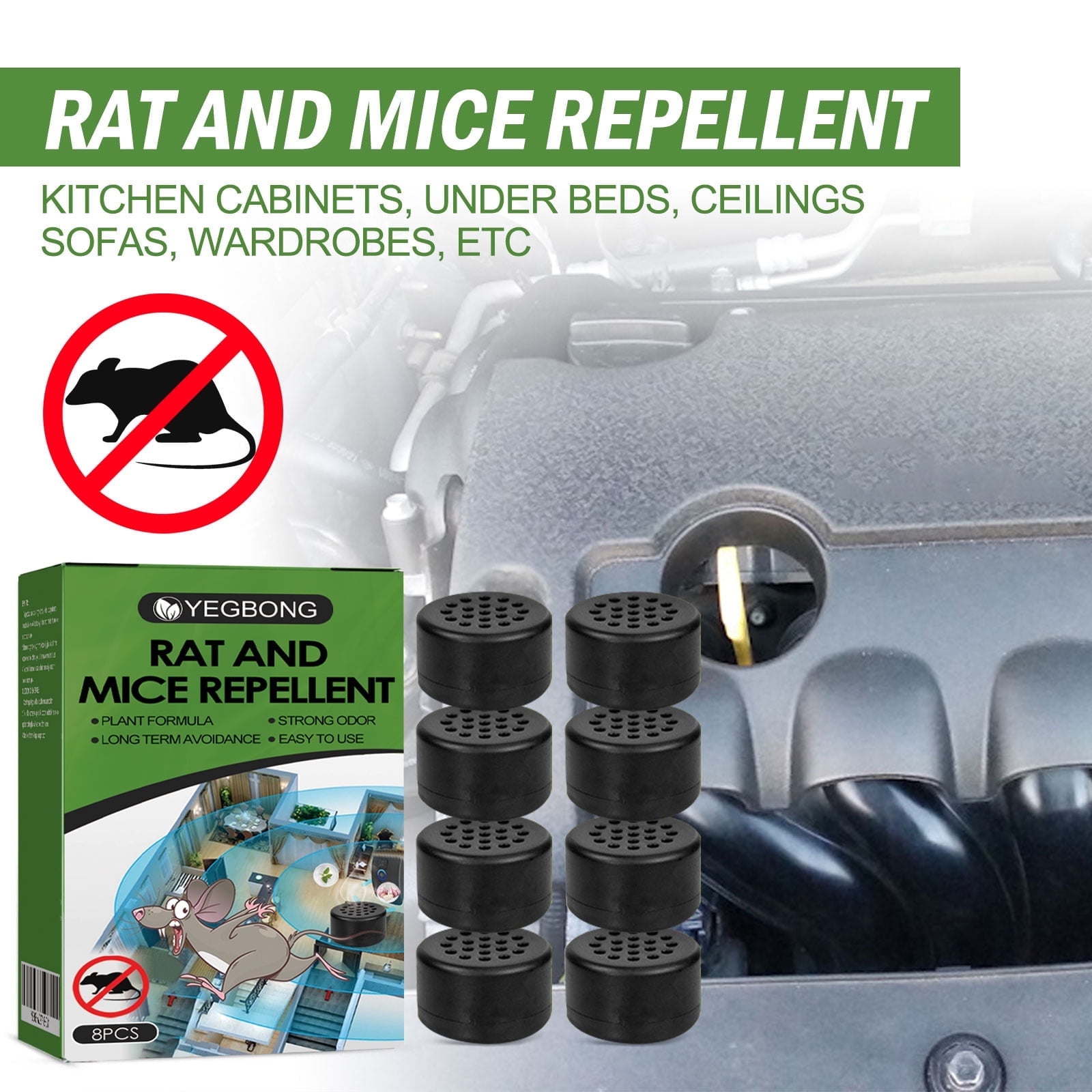 JahyShow 8 Pack Mouse Be Gone,with Mint/Garlic Repel Mice from Nesting ...