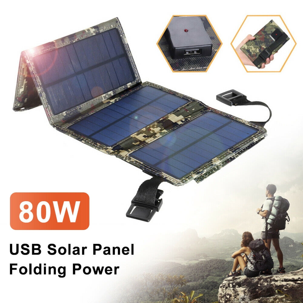 JahyShow 80W Portable USB Solar Panel, Foldable Power Bank for Outdoor ...
