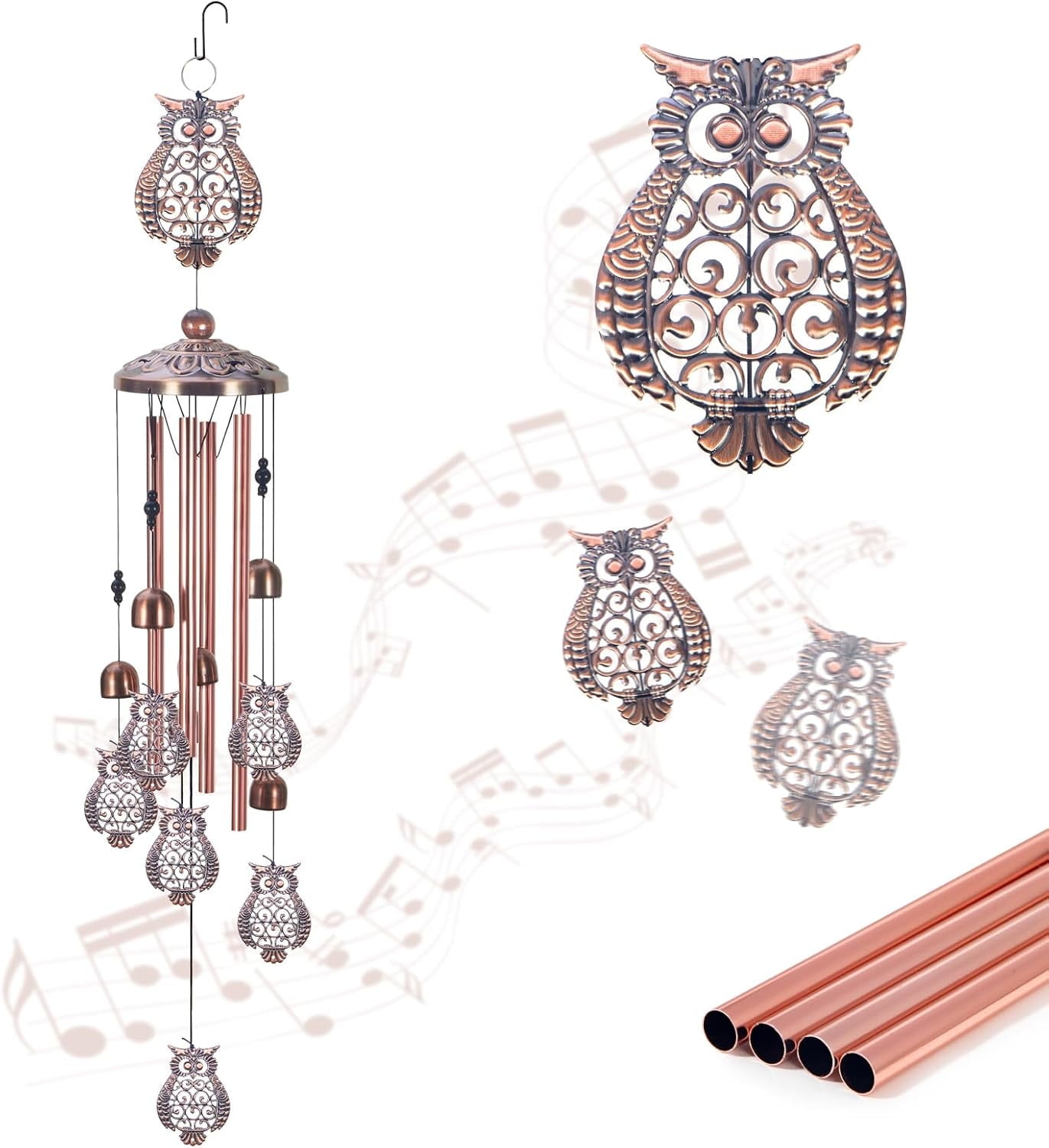 JahyShow Owl Wind Chimes Metal Outdoor/Indoor Chime Garden Decor ...