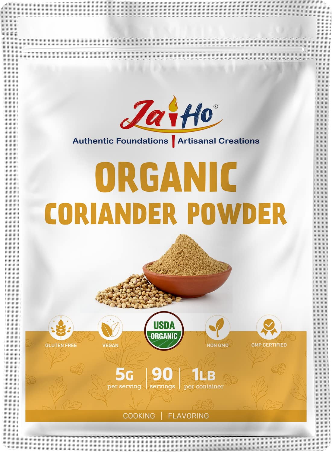 Jai Ho Certified USDA BCF26 Organic Ground Coriander Powder - 1 LB ...