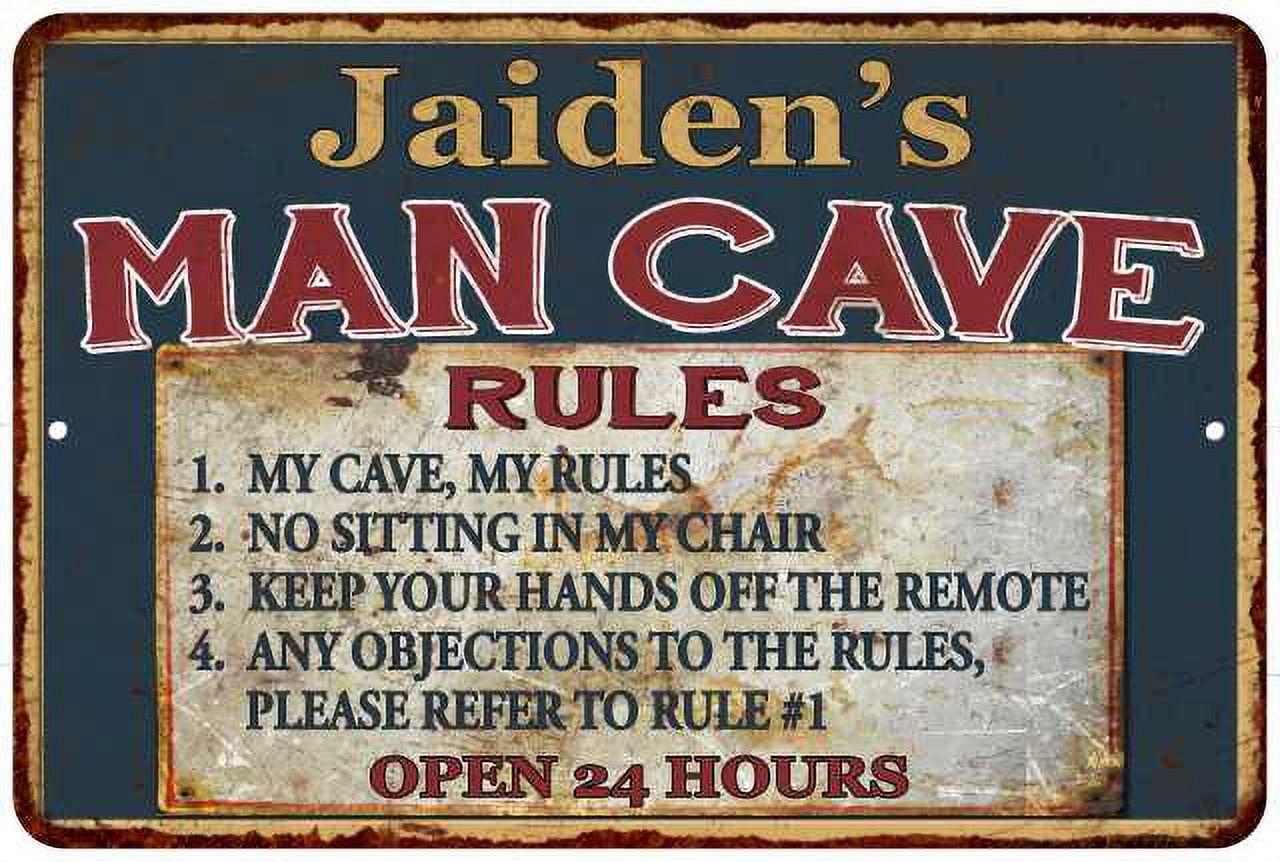 Jaiden's Man Cave Rules Chic Rustic Green Sign Home 8x12 Metal ...
