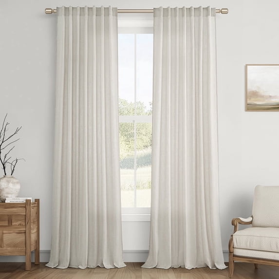 Jainmy Linen Light Filtering Curtains 108 Inches Long for Living Room ...