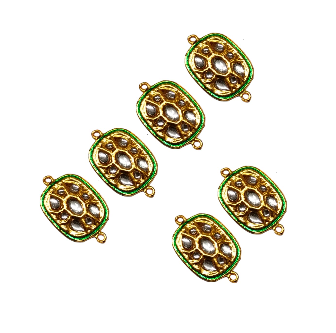Jaipri Metal Meenakari Rectangle Shape Kundan Stone ComponentsConnector ...