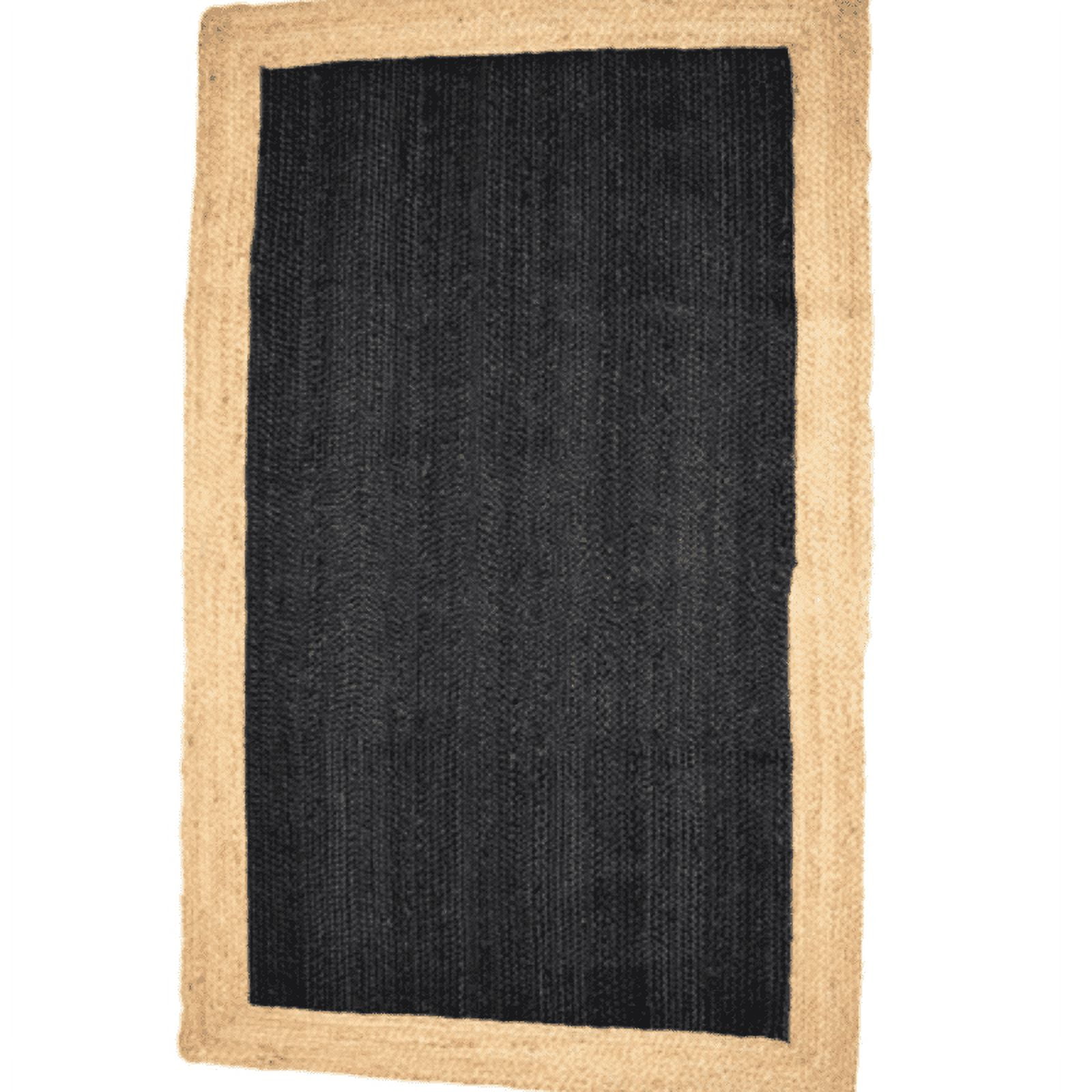 Jaipur Art And Craft Black Beige Border Jute Area Rug Rectangle Hand ...