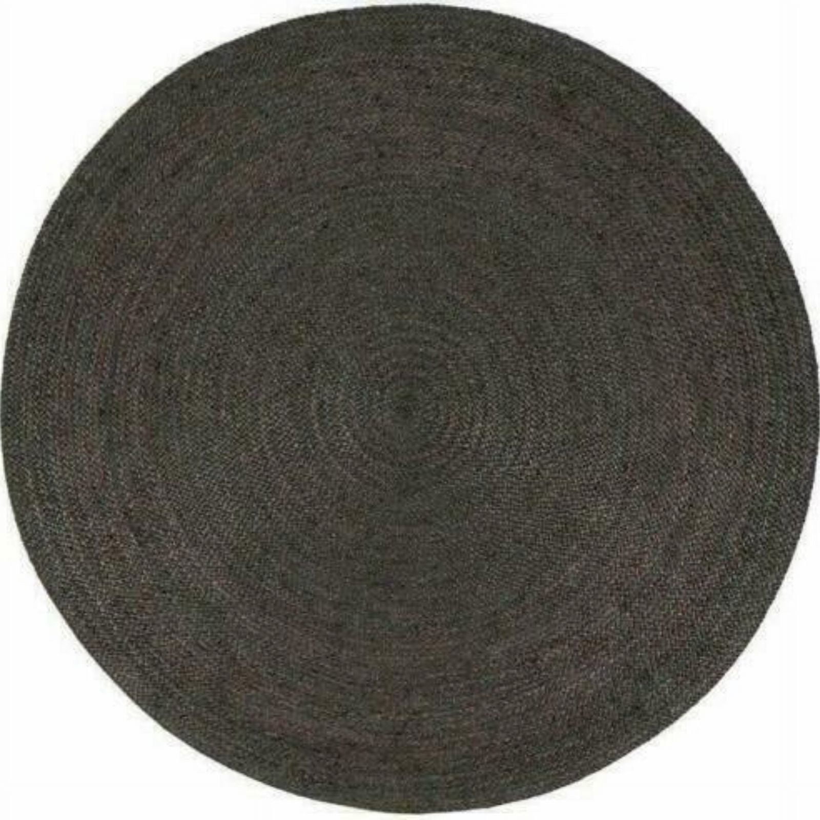 Jaipur Art And Craft Black Jute Hand Braided Round Area Rug Reversible ...