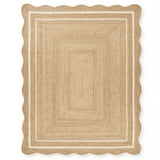 Jaipur Art And Craft Bohemian Rectangle Scallop White, Brown Jute Area ...