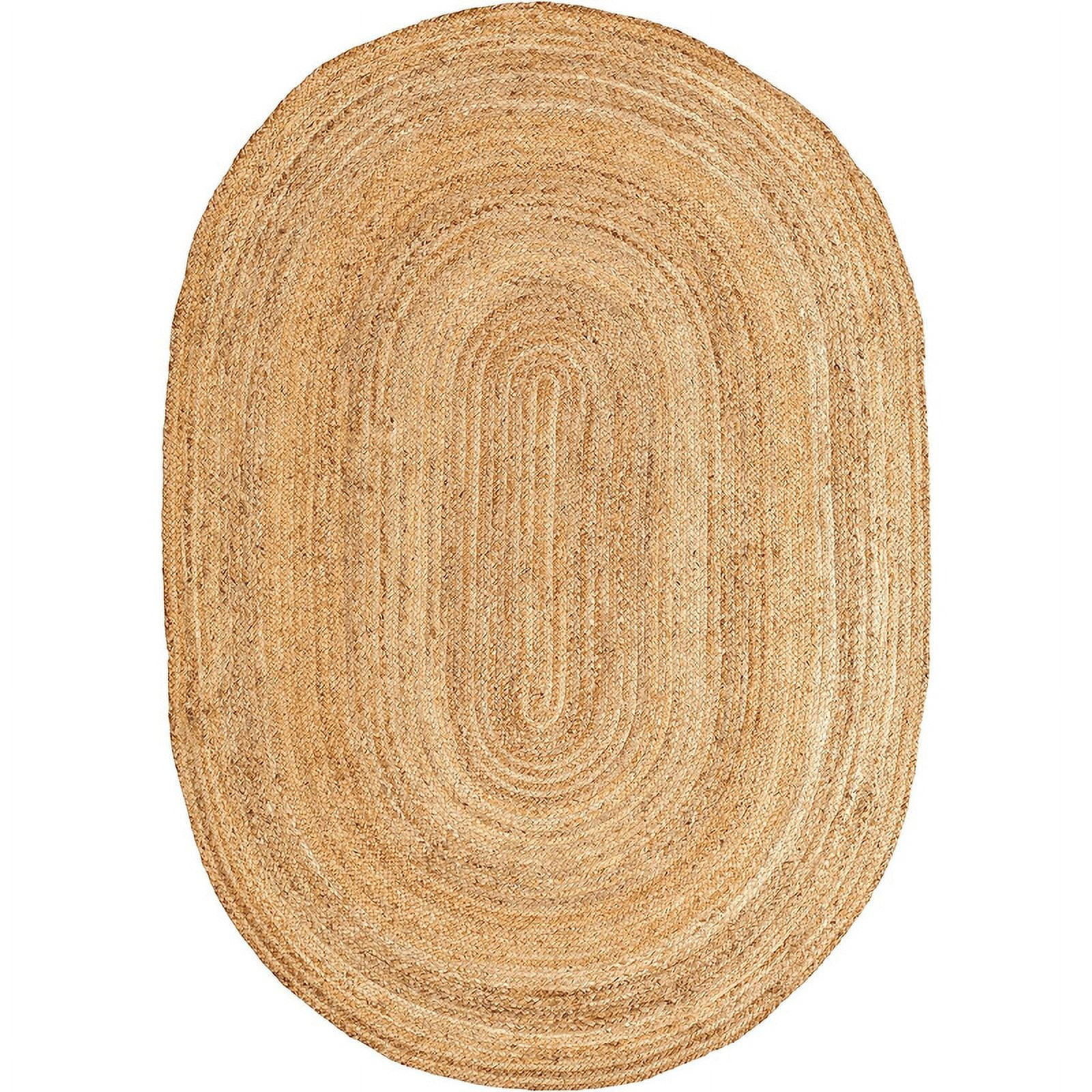 Jaipur Art And Craft Braided Beige Jute Area Rug Oval Shape Reversible ...