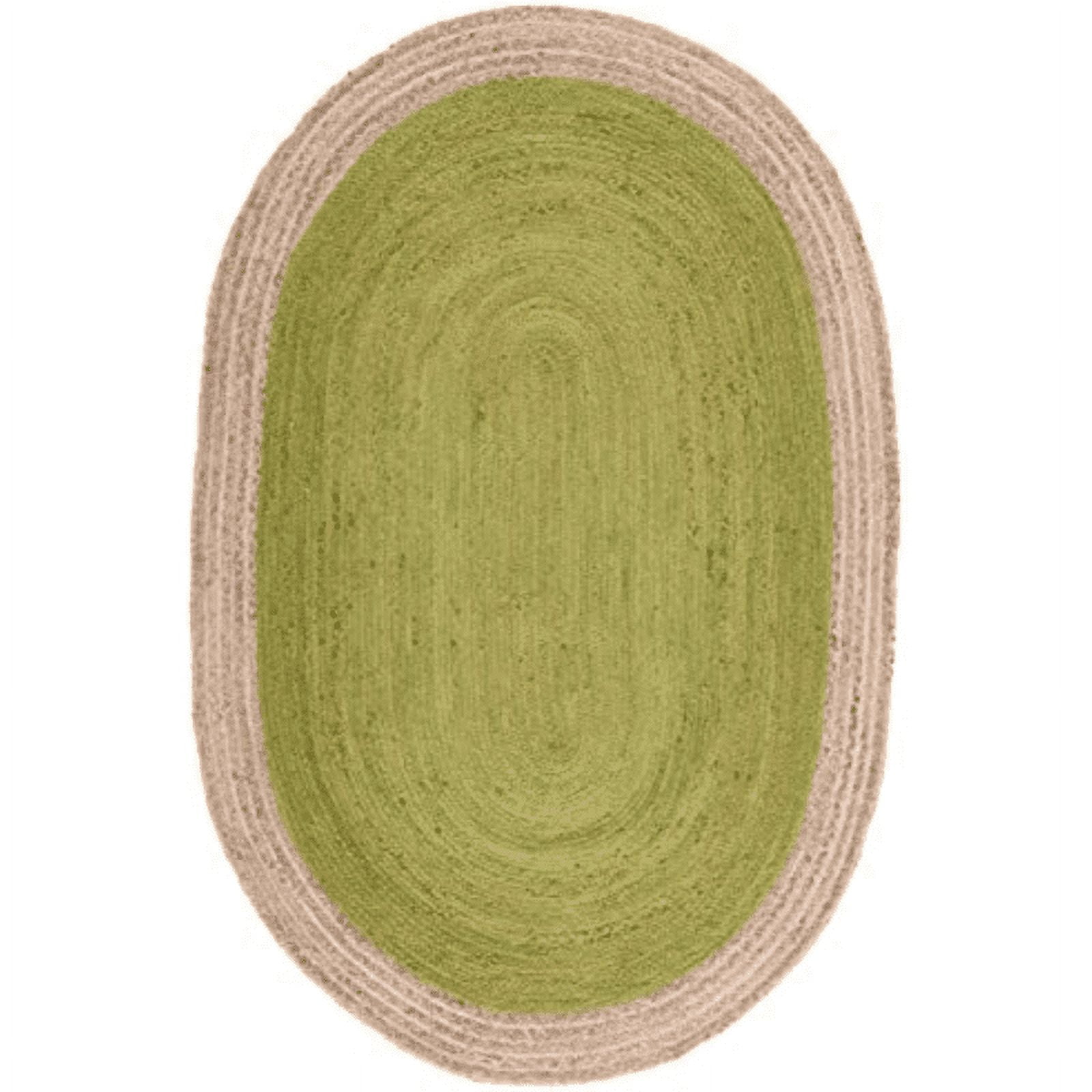 Jaipur Art And Craft Green with Beige Border Handmade Oval Braided ...