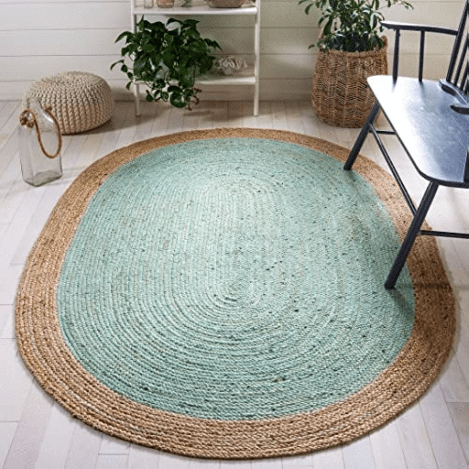 Jaipur Art And Craft Hand Braided Oval Braided Reversible Jute Area Rug ...
