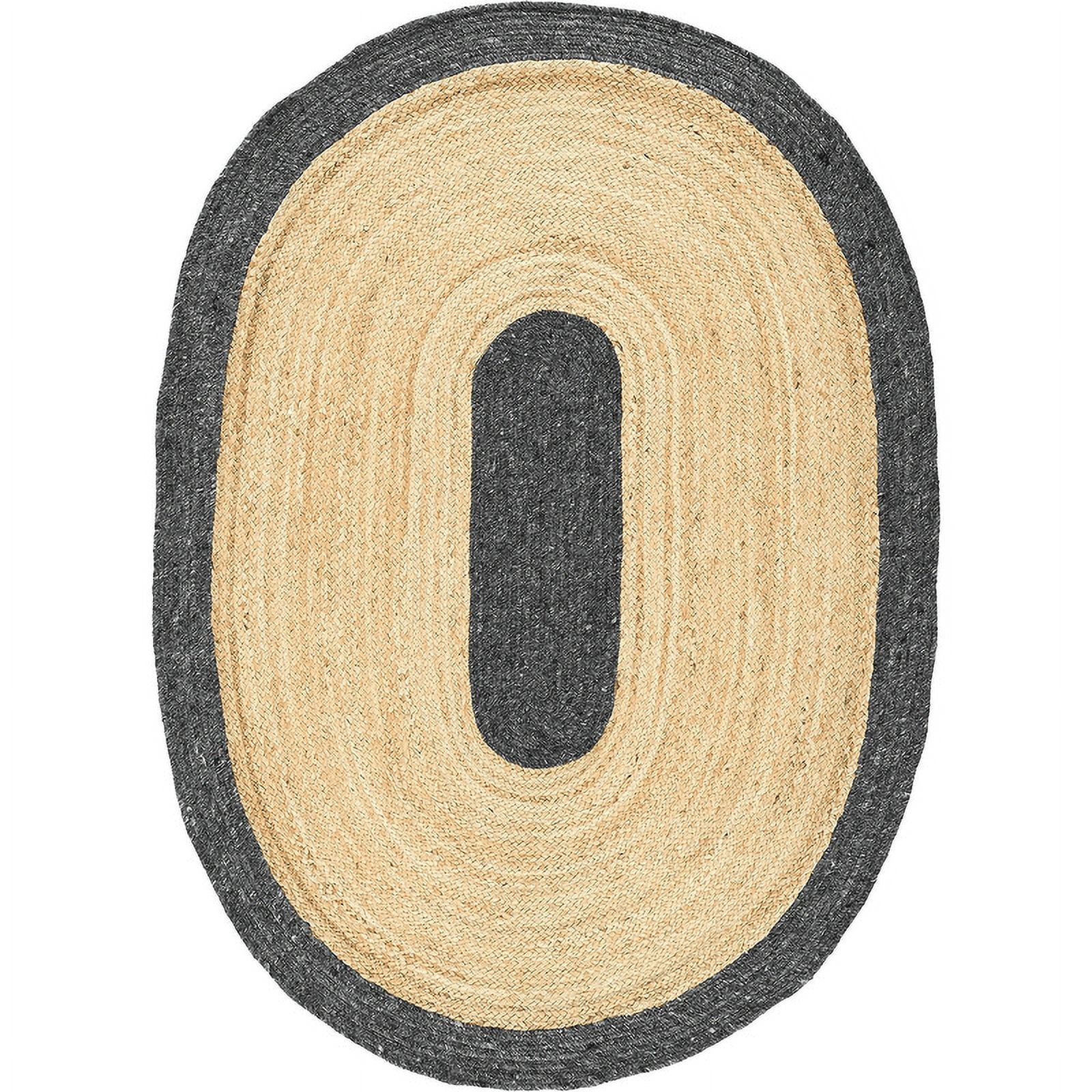 Jaipur Art And Craft Handmade Oval Shape Jute Area Rug with Black ...